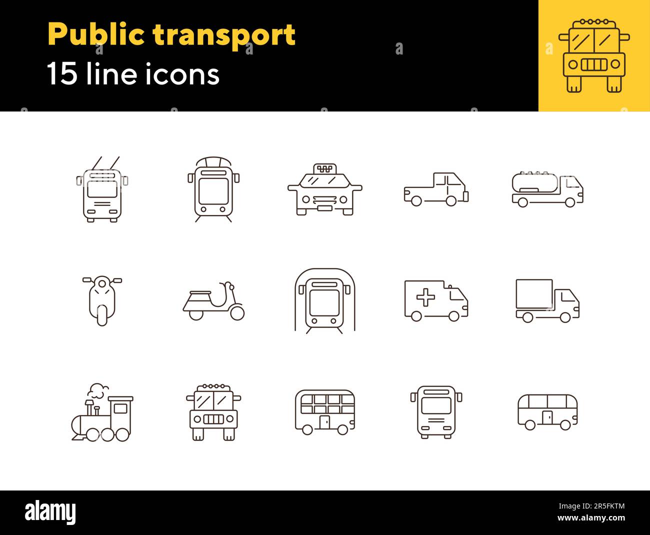 Public transport line icon set Stock Vector Image & Art - Alamy