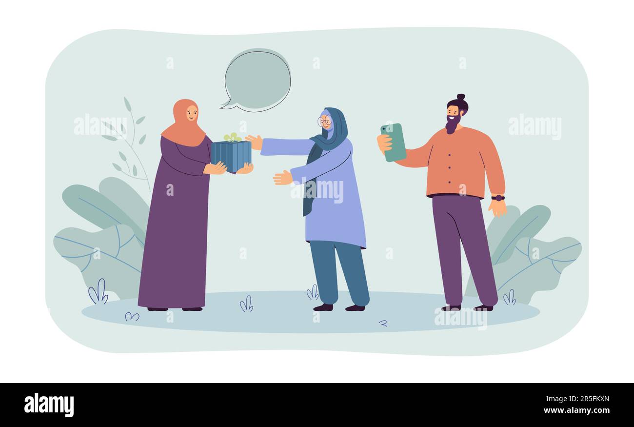 Arabic family giving gift hi-res stock photography and images - Alamy