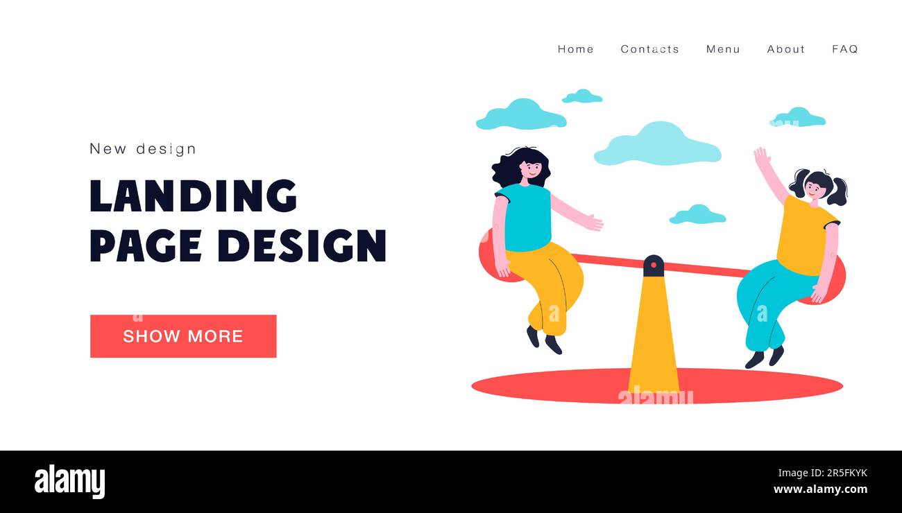 Children riding teeter-totter vector illustration Stock Vector Image ...