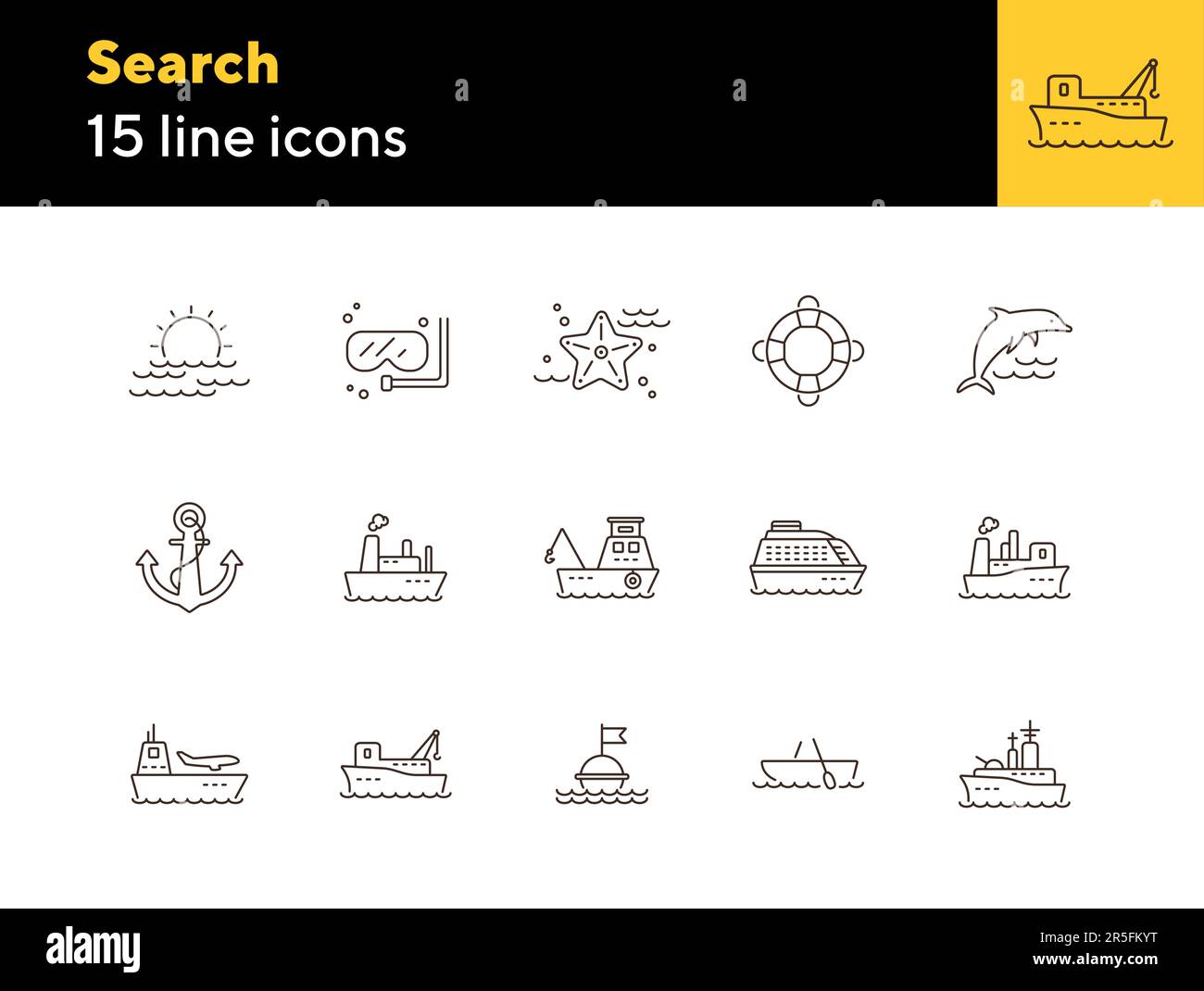 Sea shipment line icon set Stock Vector Image & Art - Alamy