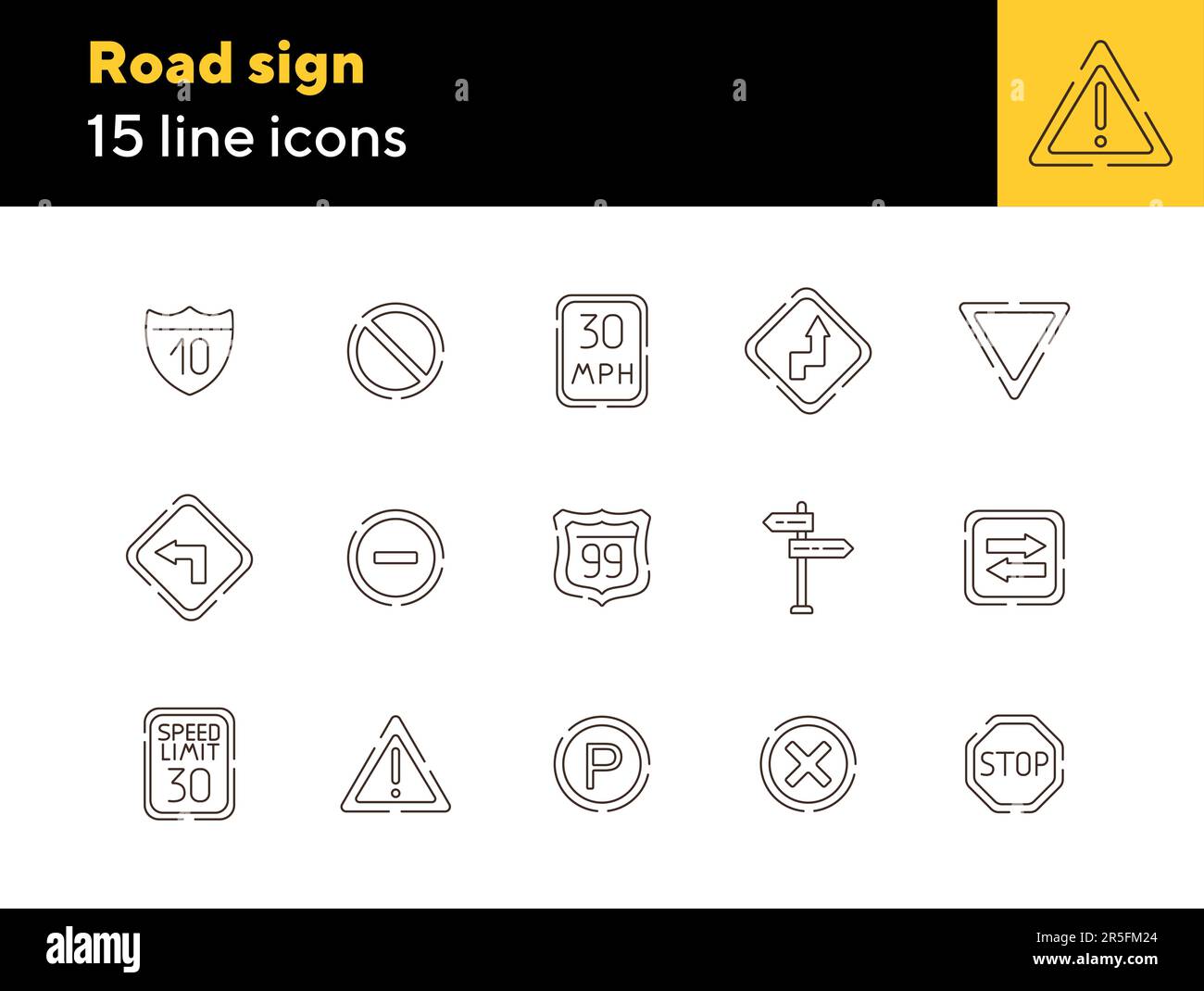 Road sign line icon set Stock Vector Image & Art - Alamy