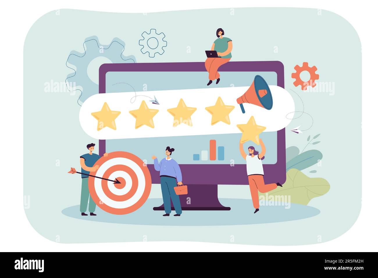 Managers analyzing company rating and brand reputation Stock Vector ...