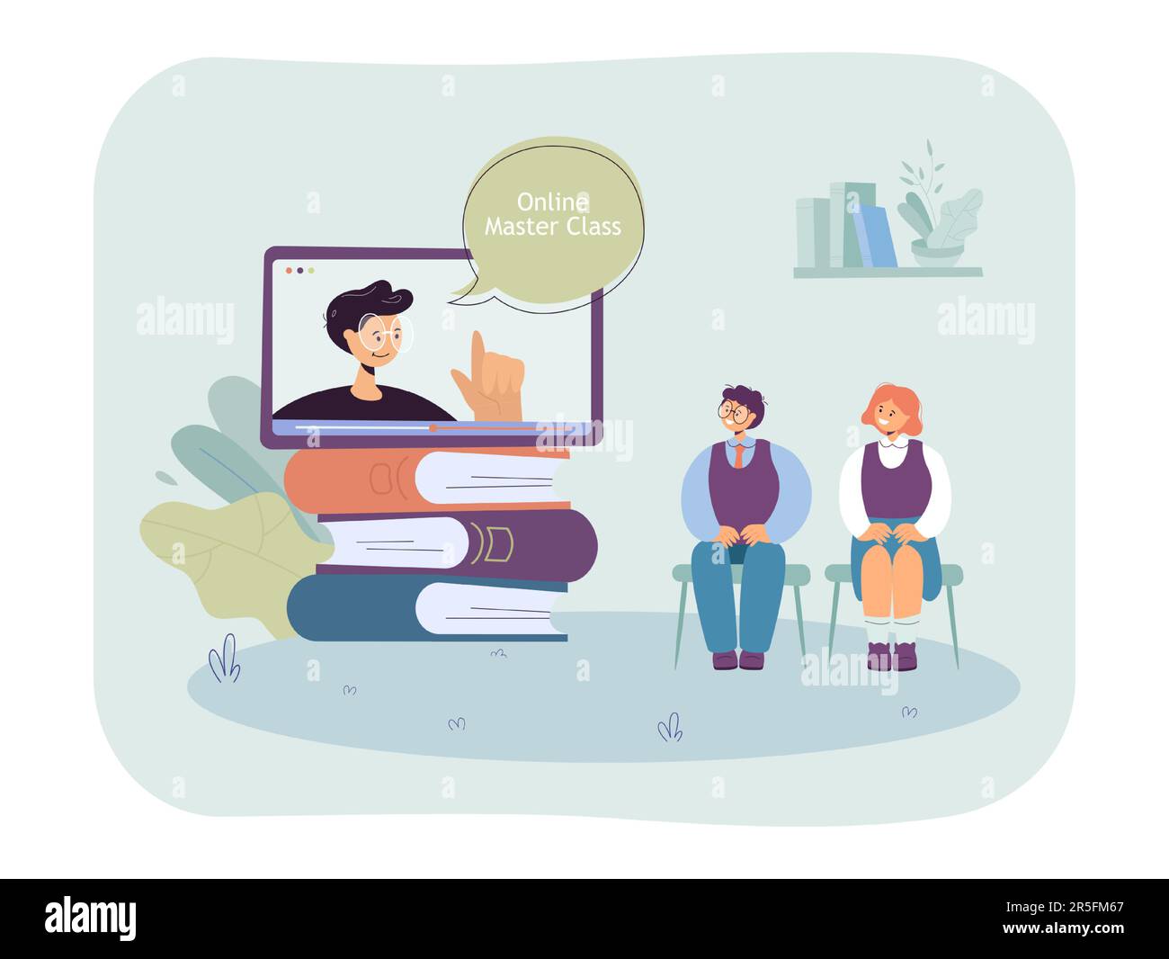 Online master class with students and tutor on phone screen Stock ...