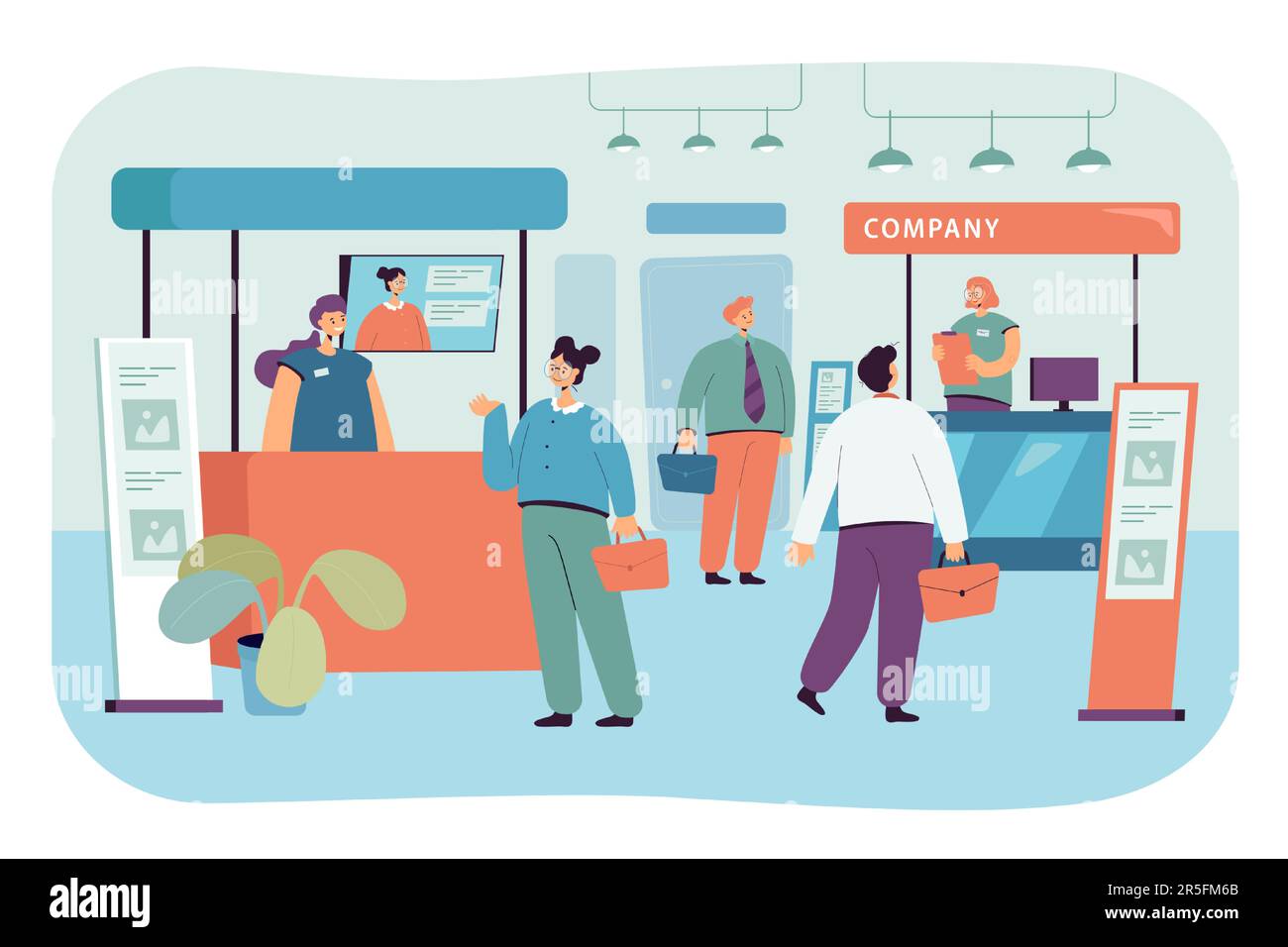 Visitors coming to exhibition in business center Stock Vector Image ...