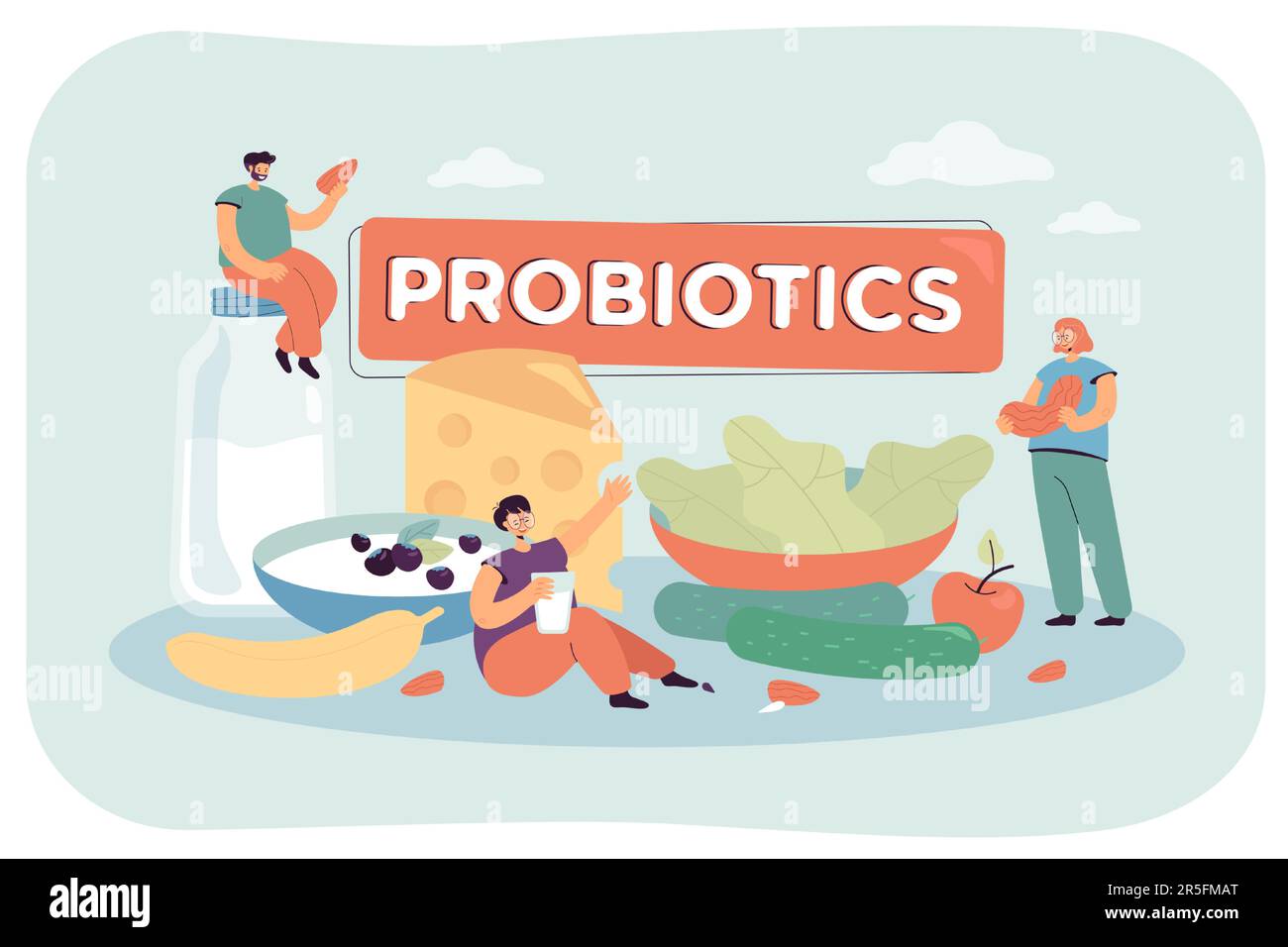 Tiny people on probiotic diet vector illustration Stock Vector Image & Art - Alamy