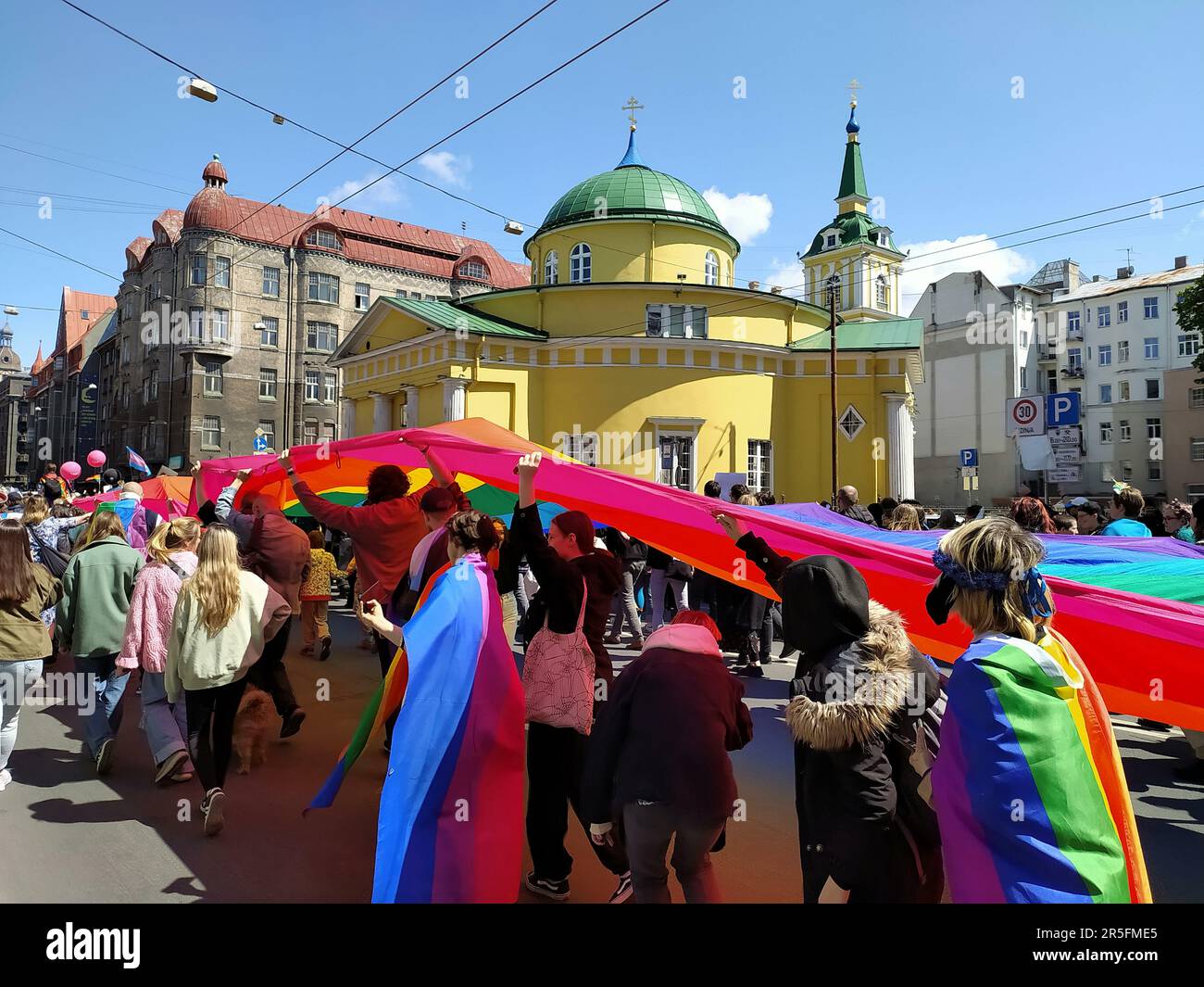 Thousands of international march "Riga Pride 2023" in the center of the ...