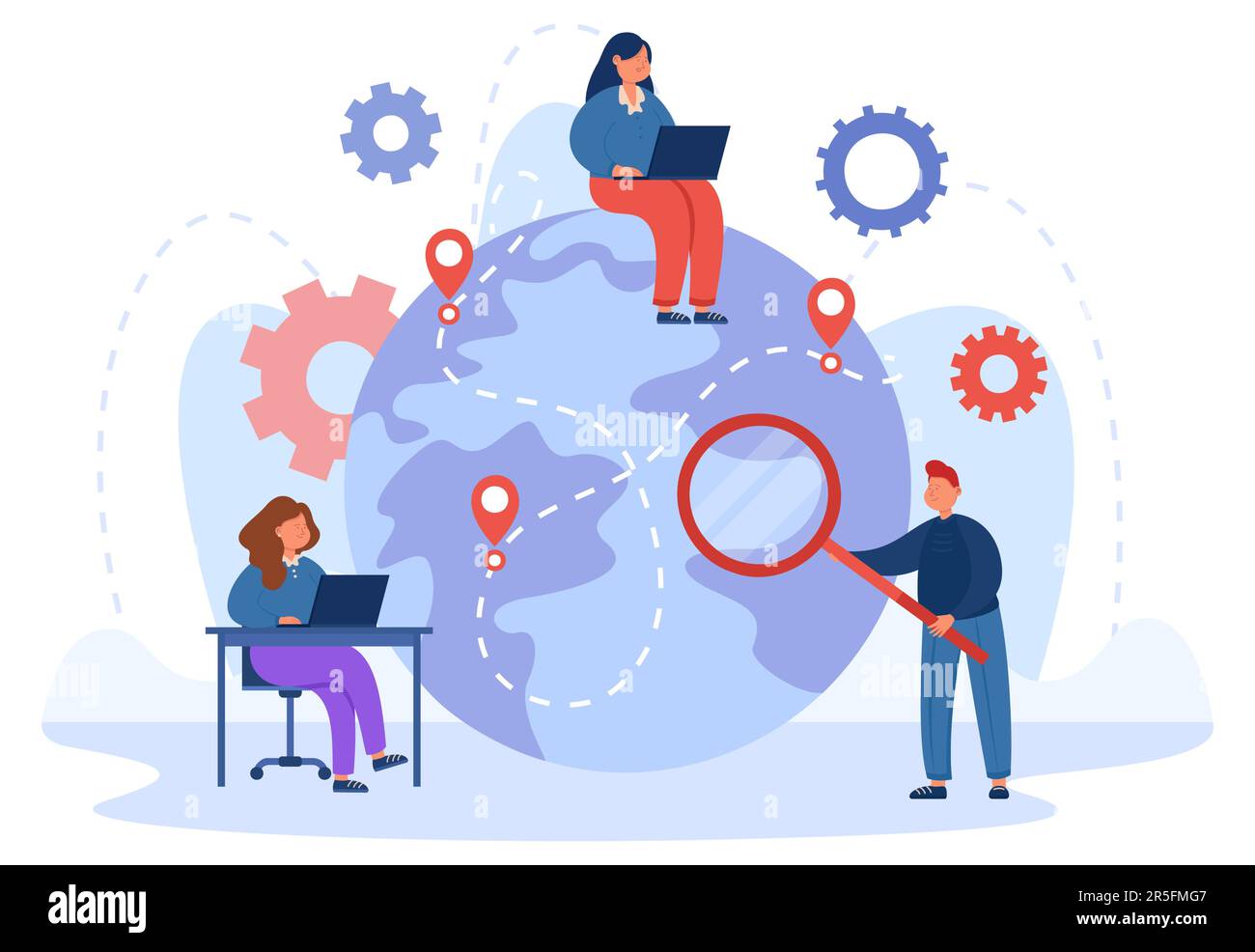 Global outsourcing flat vector illustration Stock Vector Image & Art ...