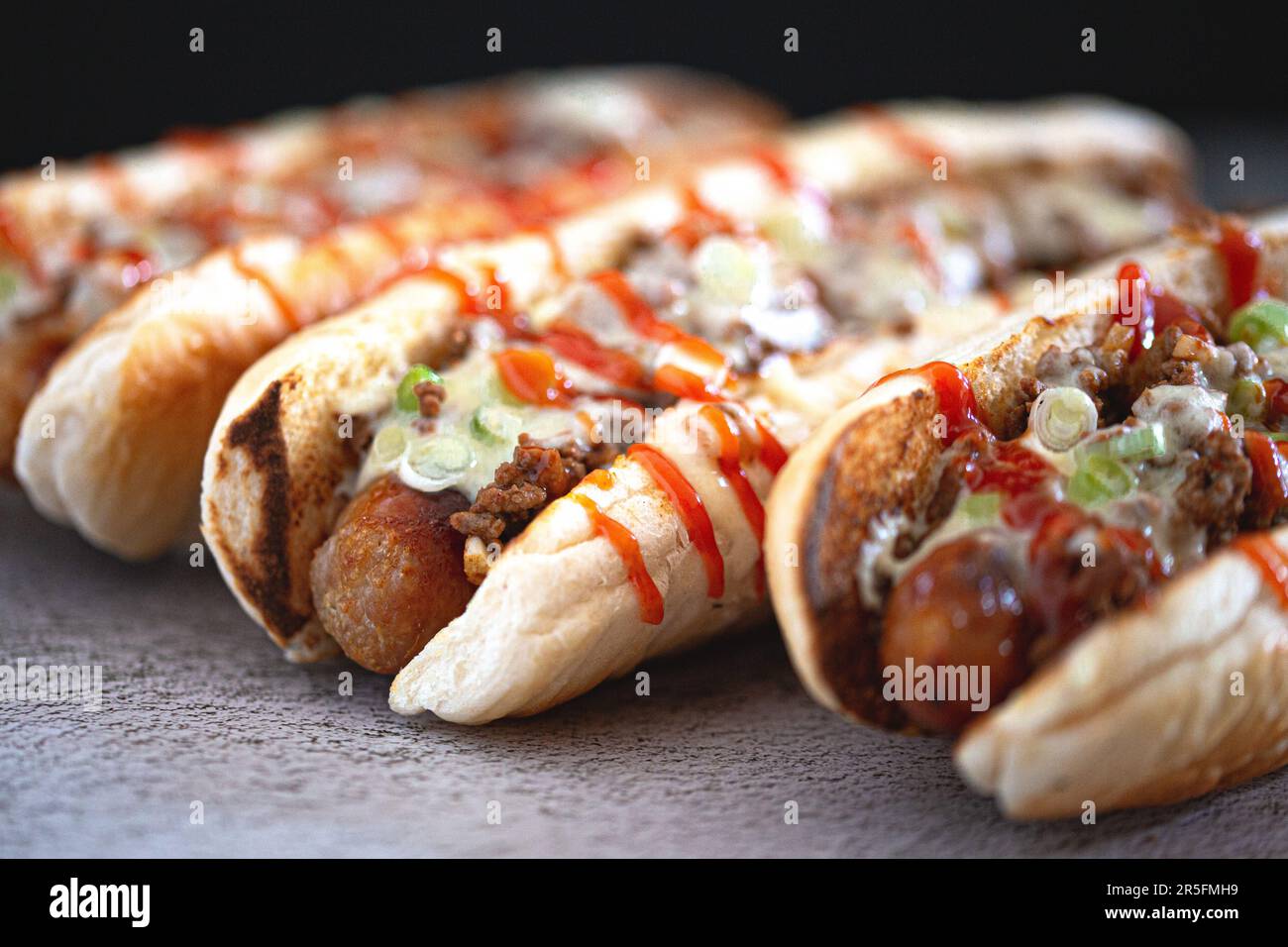 Sloppy Joe Hot dog with ketchup Stock Photo - Alamy