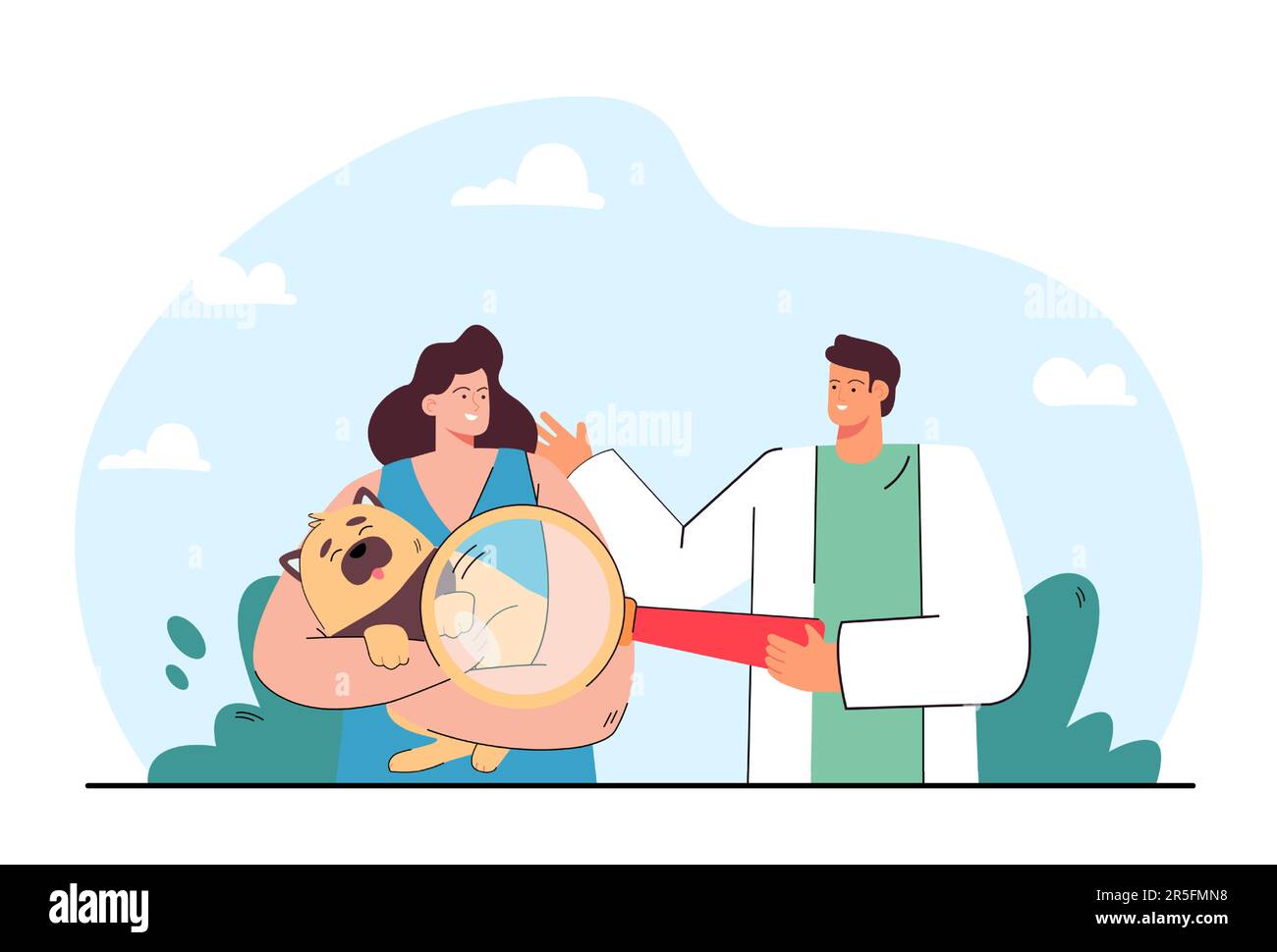 Vet examining dog using magnifying glass Stock Vector Image & Art - Alamy