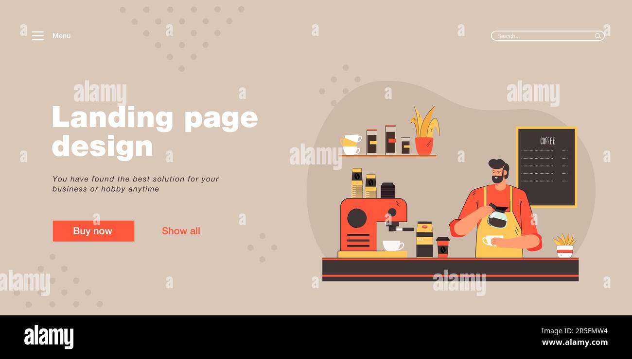 Young man making coffee Stock Vector Images - Alamy