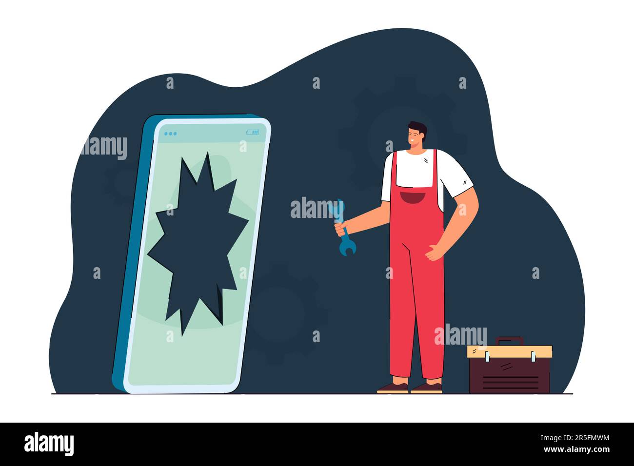 Repairman and broken smartphone flat vector illustration Stock Vector ...