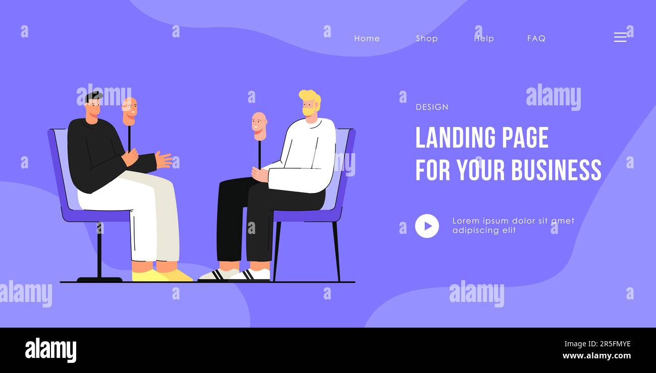 Two cartoon men taking off their masks, becoming sincere Stock Vector ...