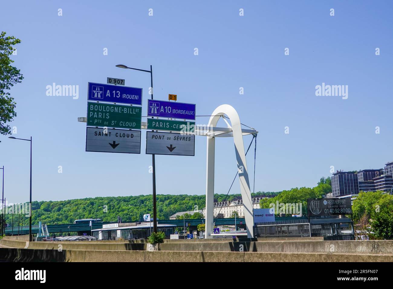 Traffic signs, Pont Saint Cloud area, directing cars to the A10 and A13 ...