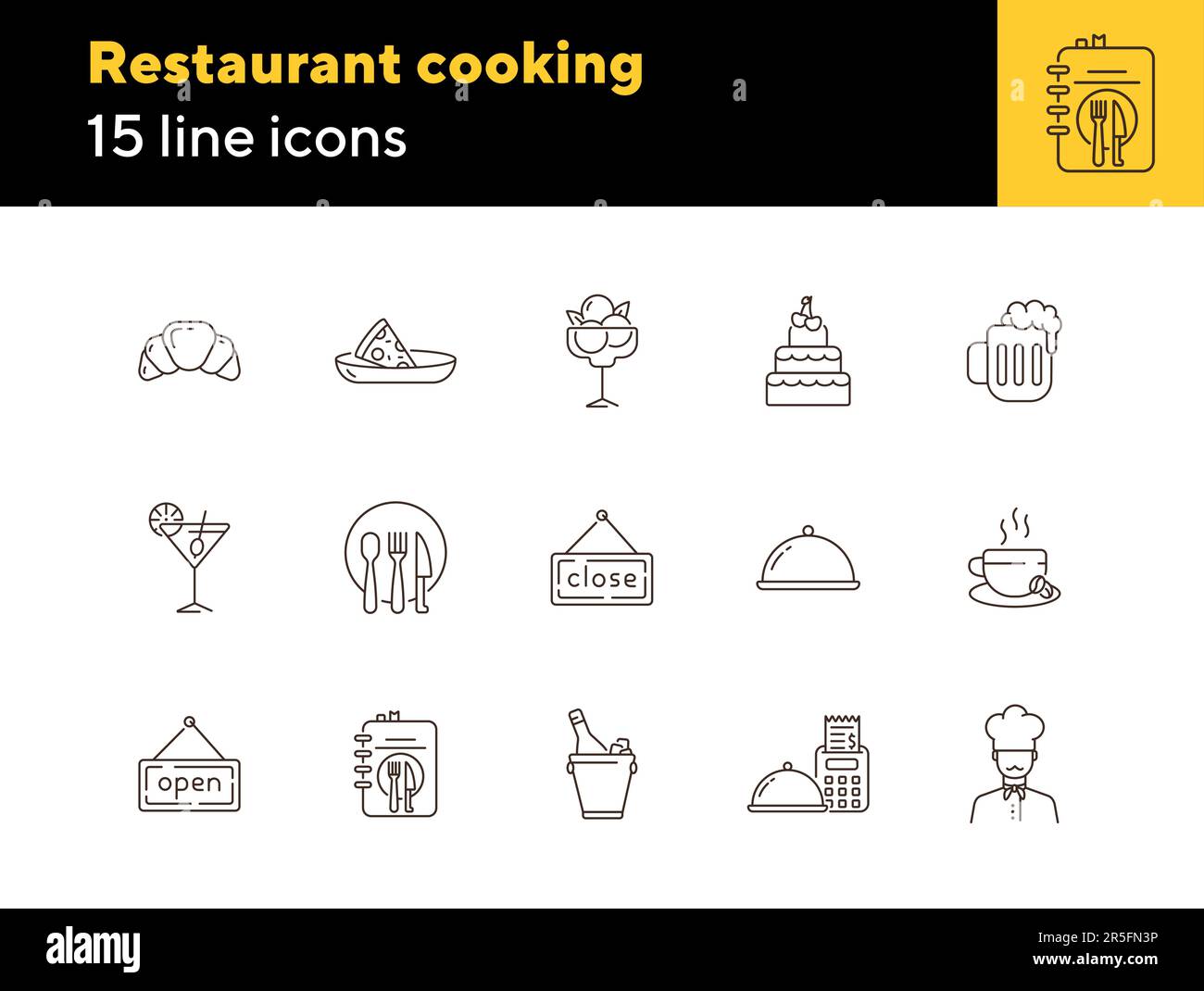 Restaurant cooking line icon set Stock Vector Image & Art - Alamy