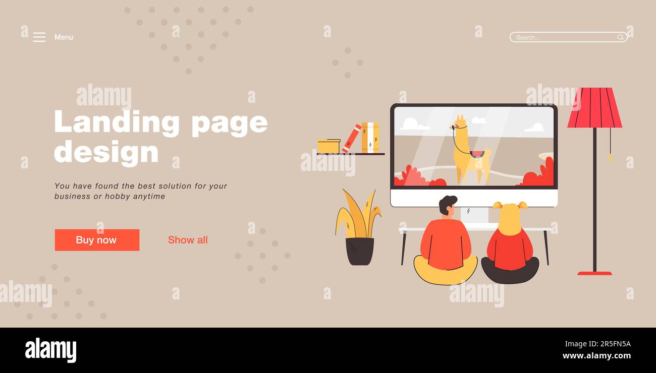 Back view of kids watching cartoon flat vector illustration Stock ...