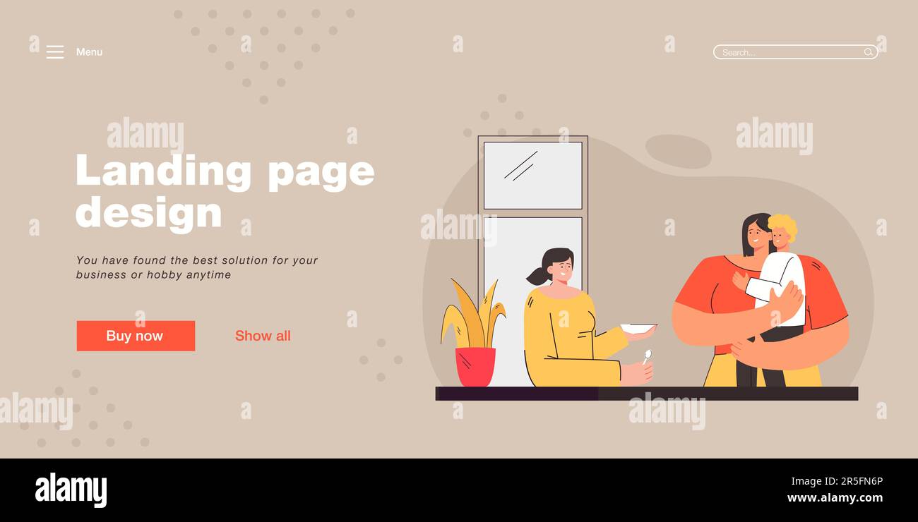 Two women feeding child vector illustration Stock Vector Image & Art ...