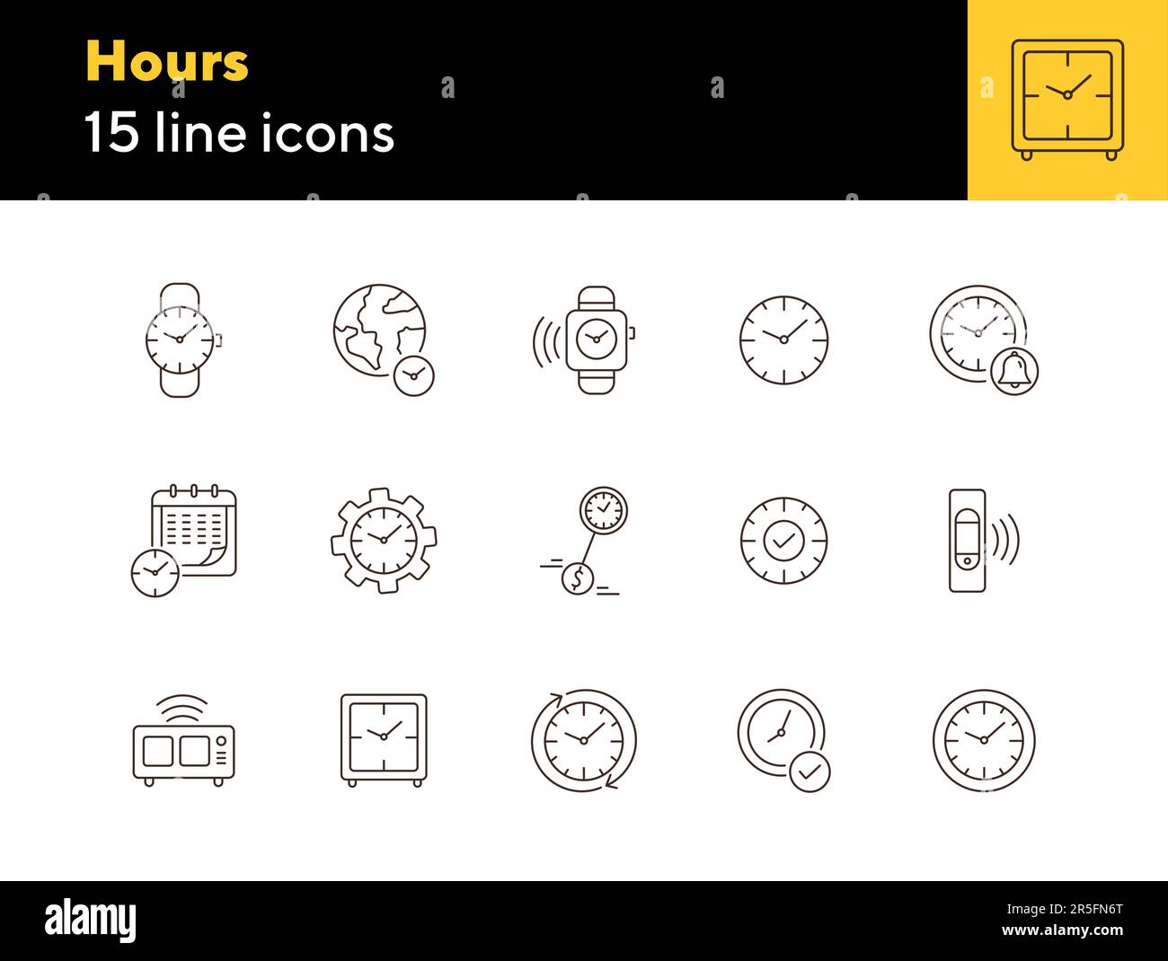 Hours line icon set Stock Vector Image & Art - Alamy
