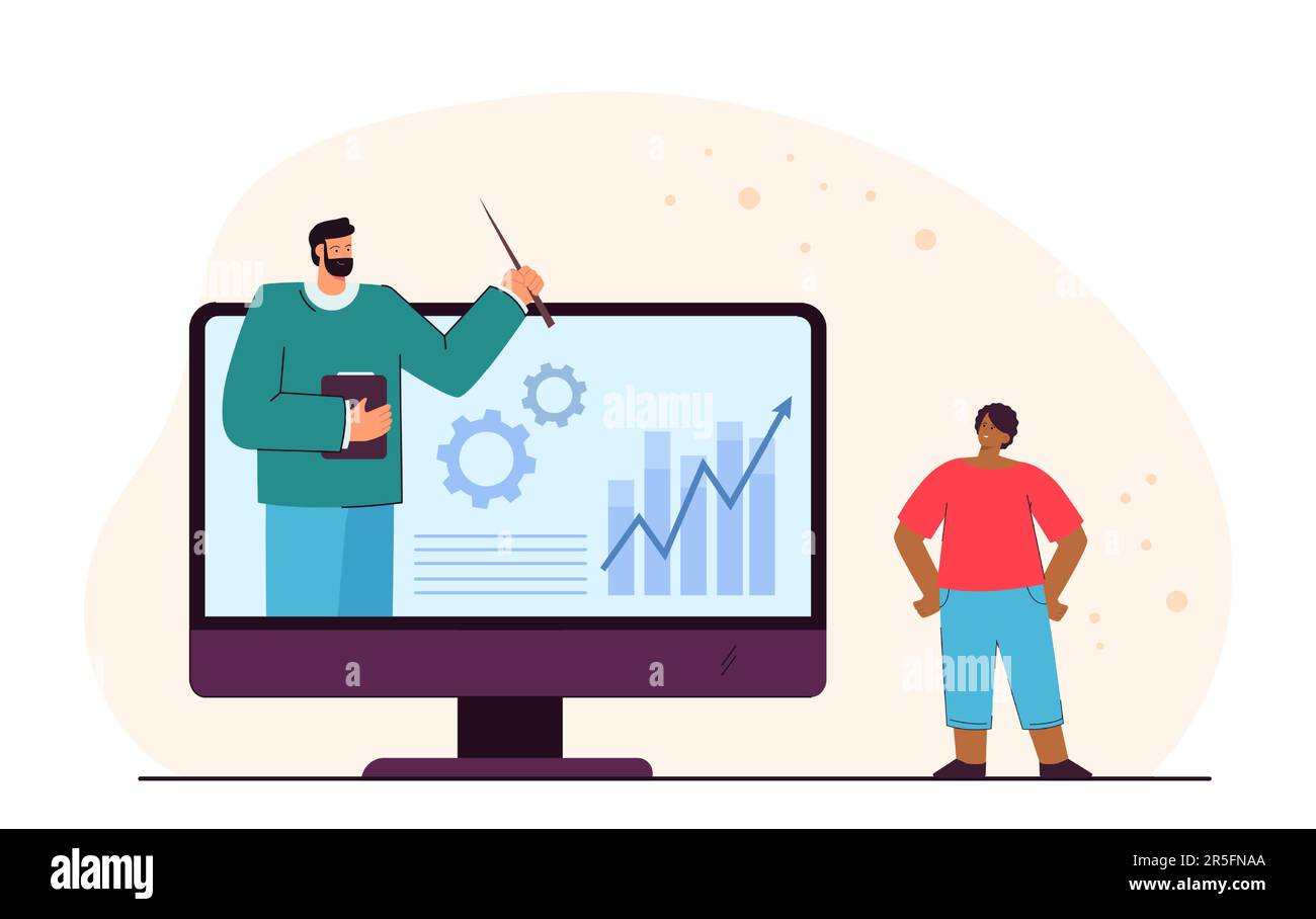 Student watching the monitor Stock Vector Images - Alamy