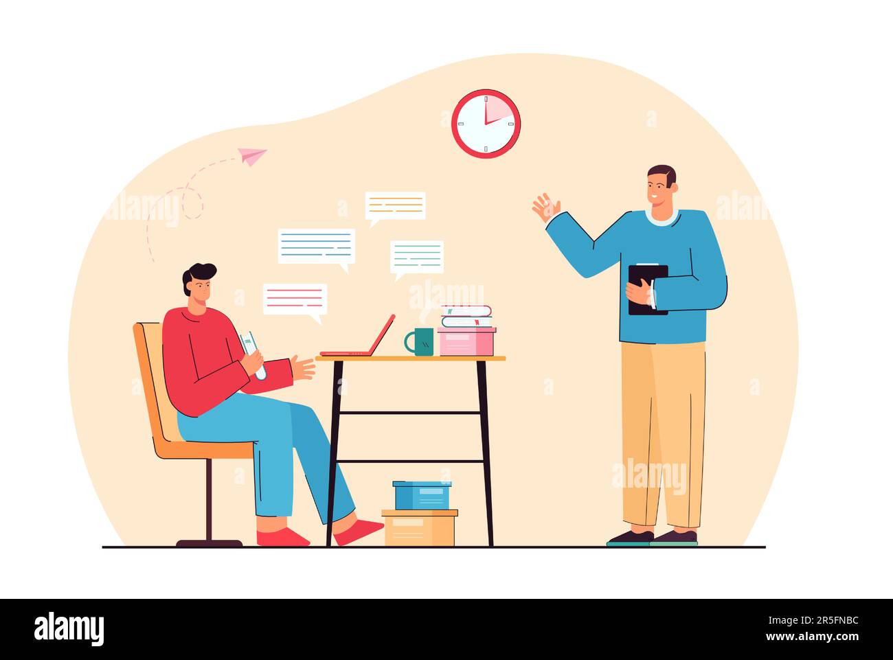 Business cartoon boss giving employee hi-res stock photography and ...