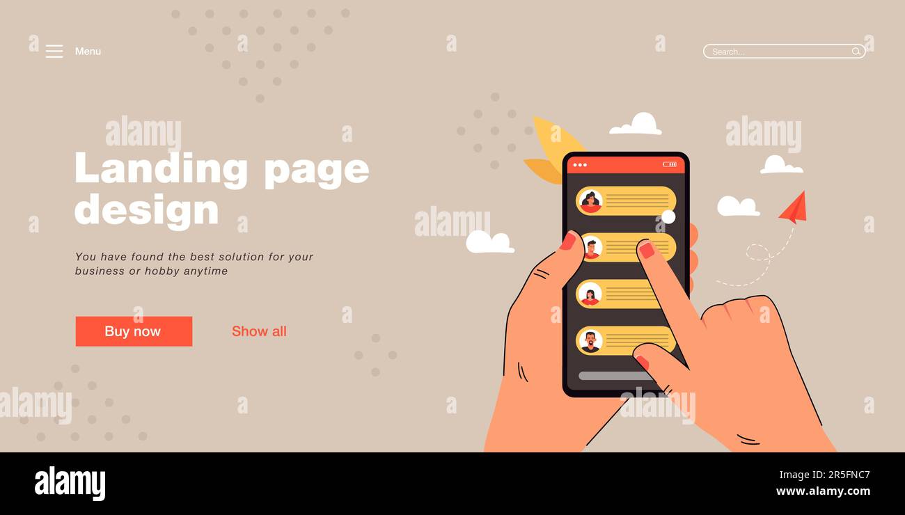 Hand holding mobile phone with chat messages Stock Vector Image & Art - Alamy