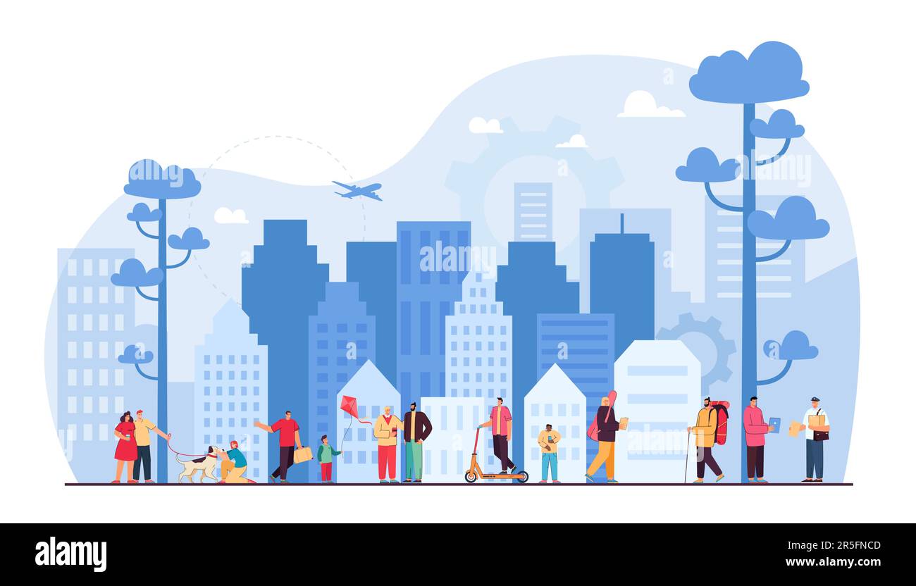 Cartoon people living in smart city of future Stock Vector Image & Art ...
