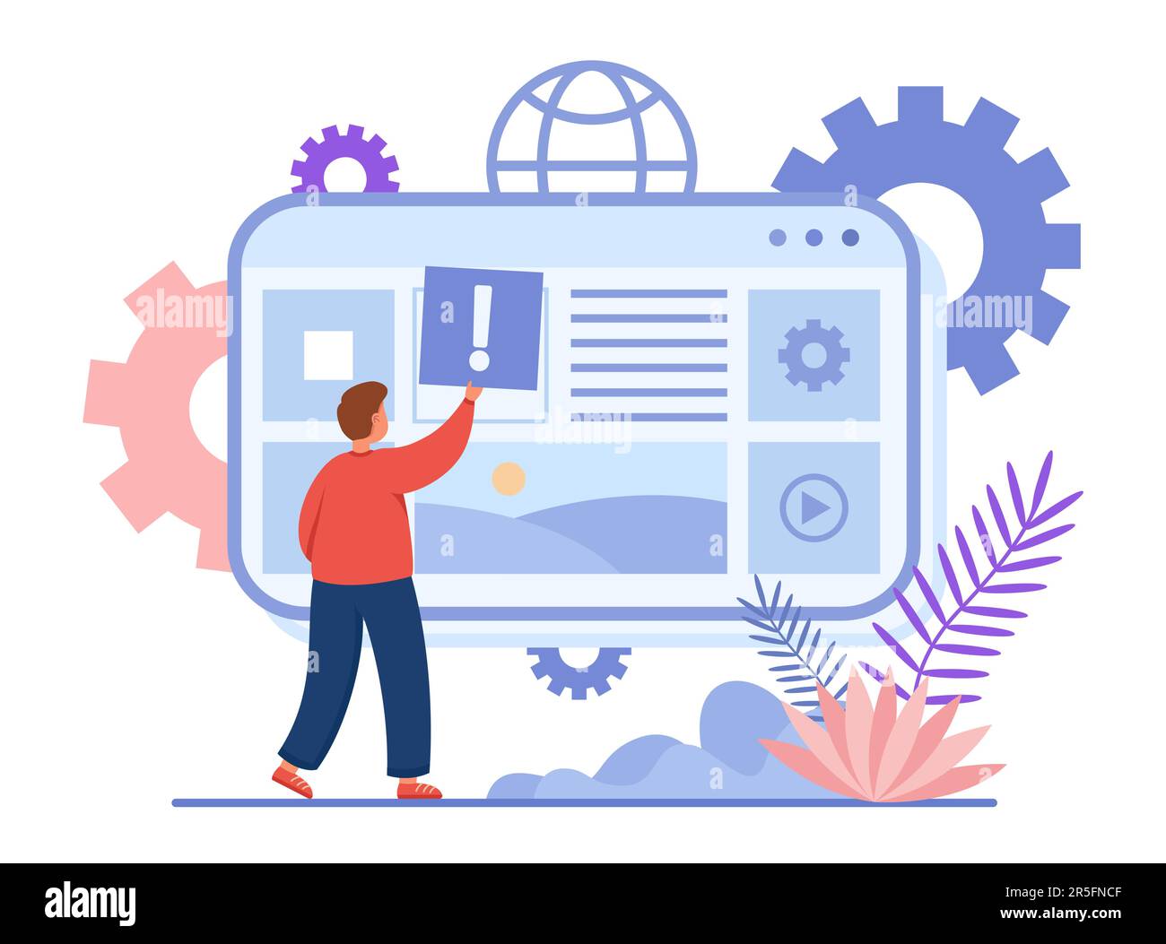 Content creator cartoon character adding information online Stock ... Content creator cartoon character adding information online Stock ...