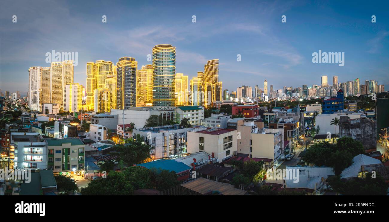 After sundown,the modern high rise apartment and office blocks of ...