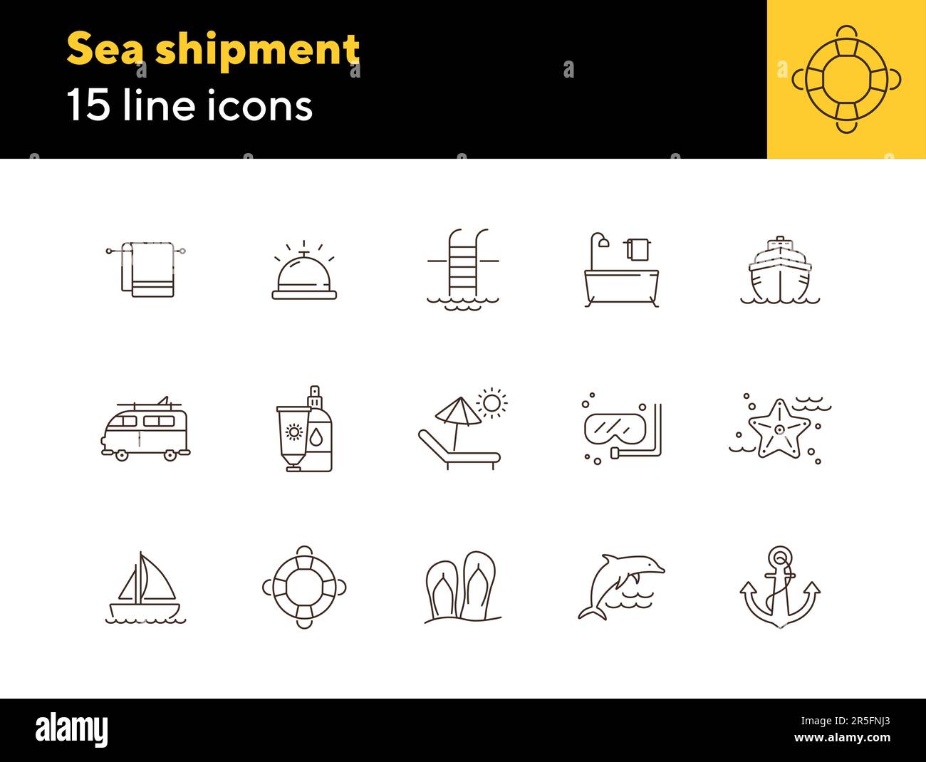 Sea tour line icon set Stock Vector Image & Art - Alamy