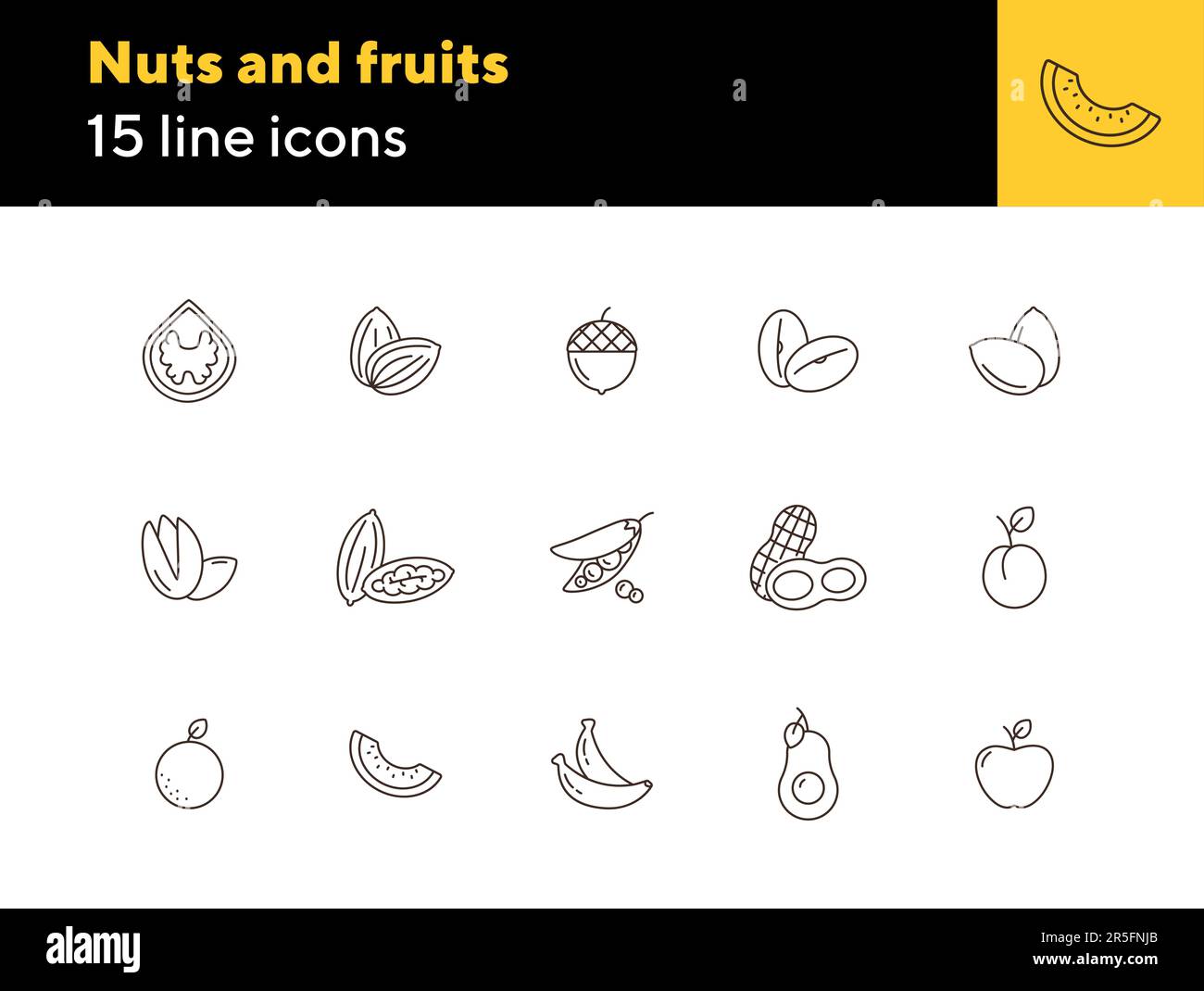 Nuts and fruits icons Stock Vector Image & Art - Alamy