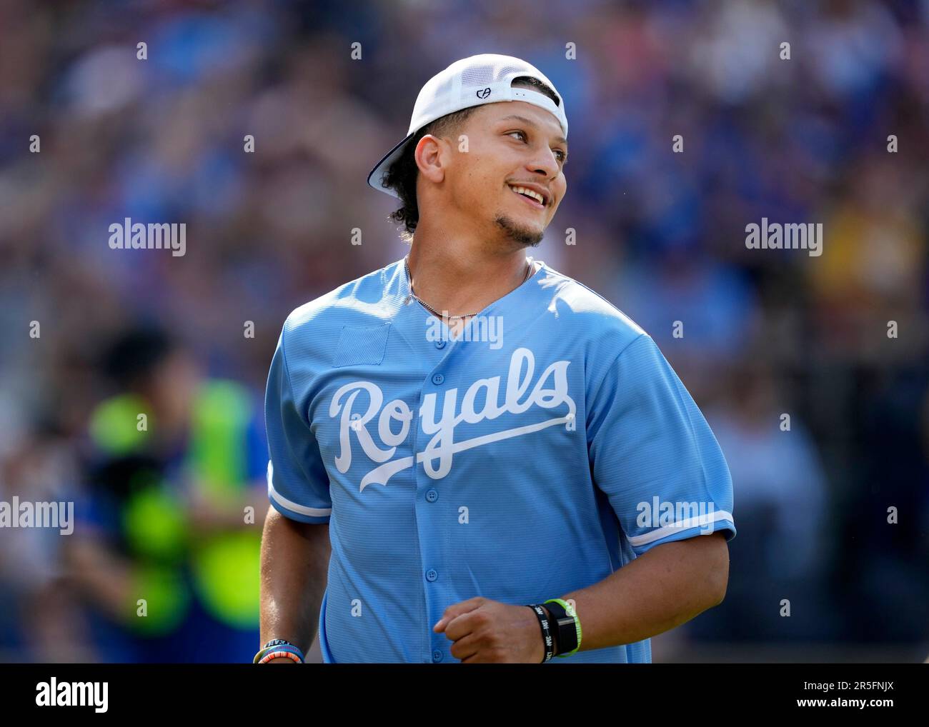 JUN 02, 2023: Patrick Mahomes enjoys a home run at Kauffman Stadium ...