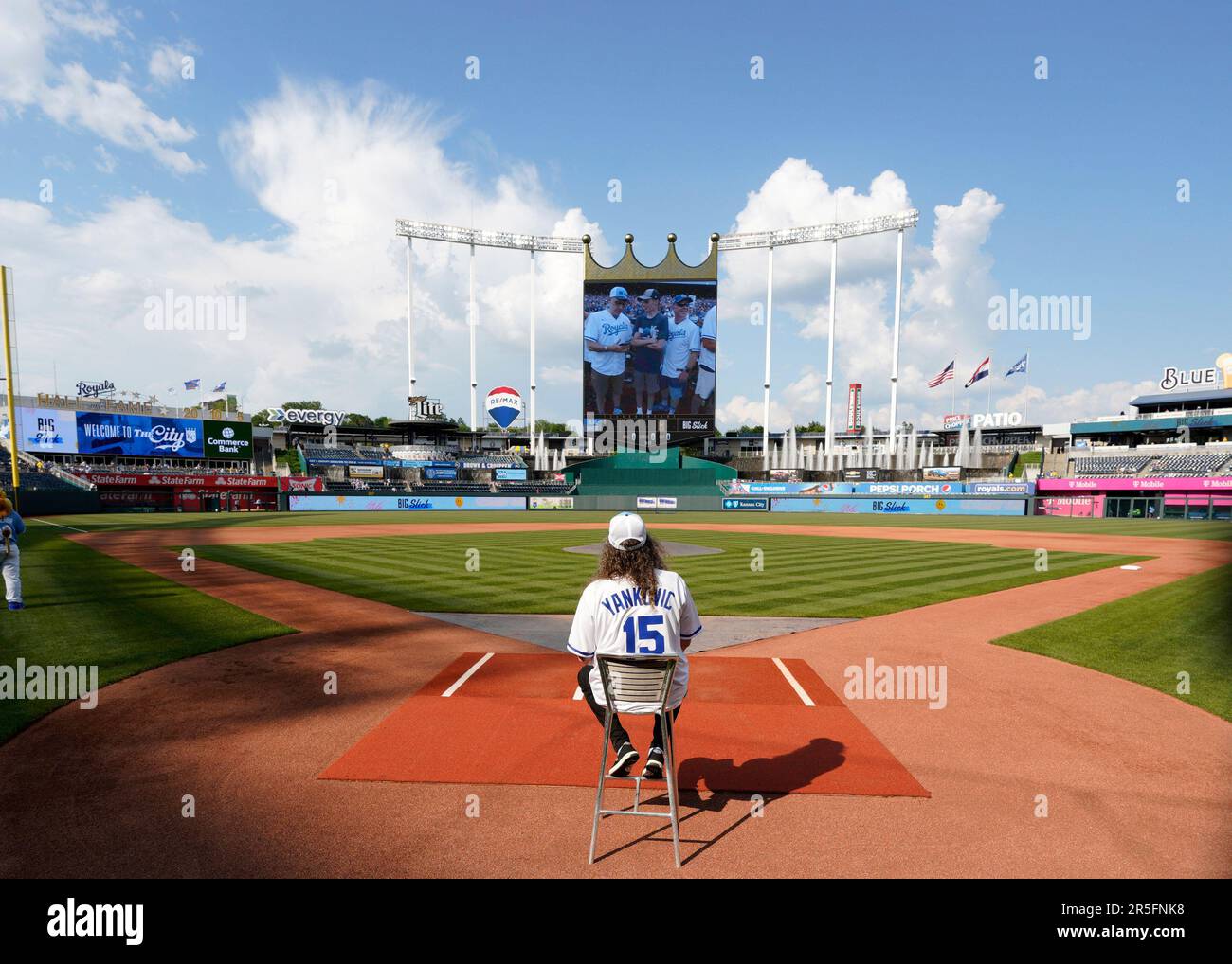 JUN 02, 2023: Home plate umpire weird Al Yankovic surveys his domain at ...
