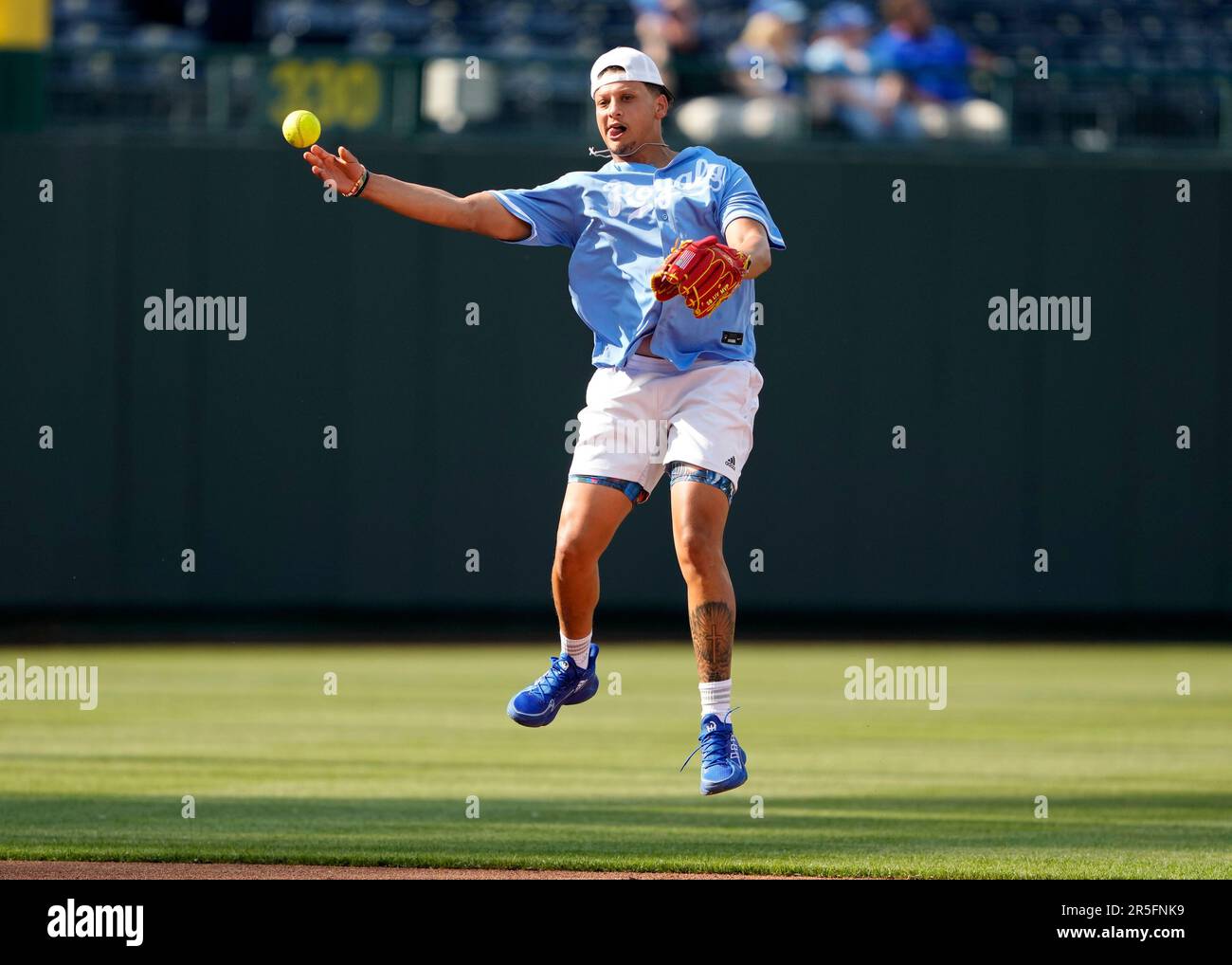 JUN 02, 2023: Patrick Mahomes always workin' at Kauffman Stadium Kansas ...