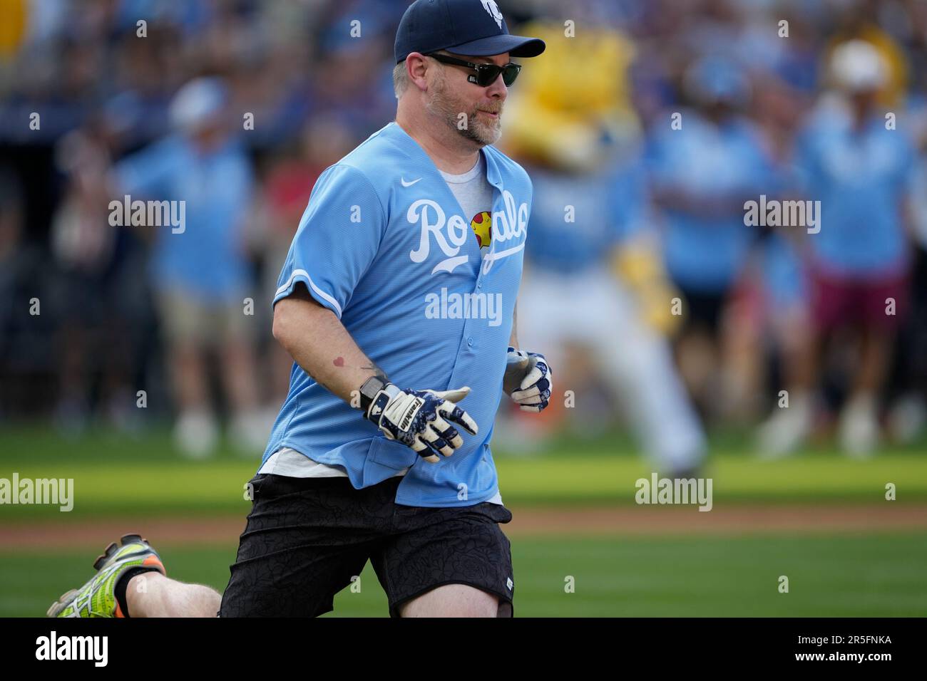 JUN 02, 2023: American Idol winner, David Cook gets a big hit in the big slick at Kauffman ...