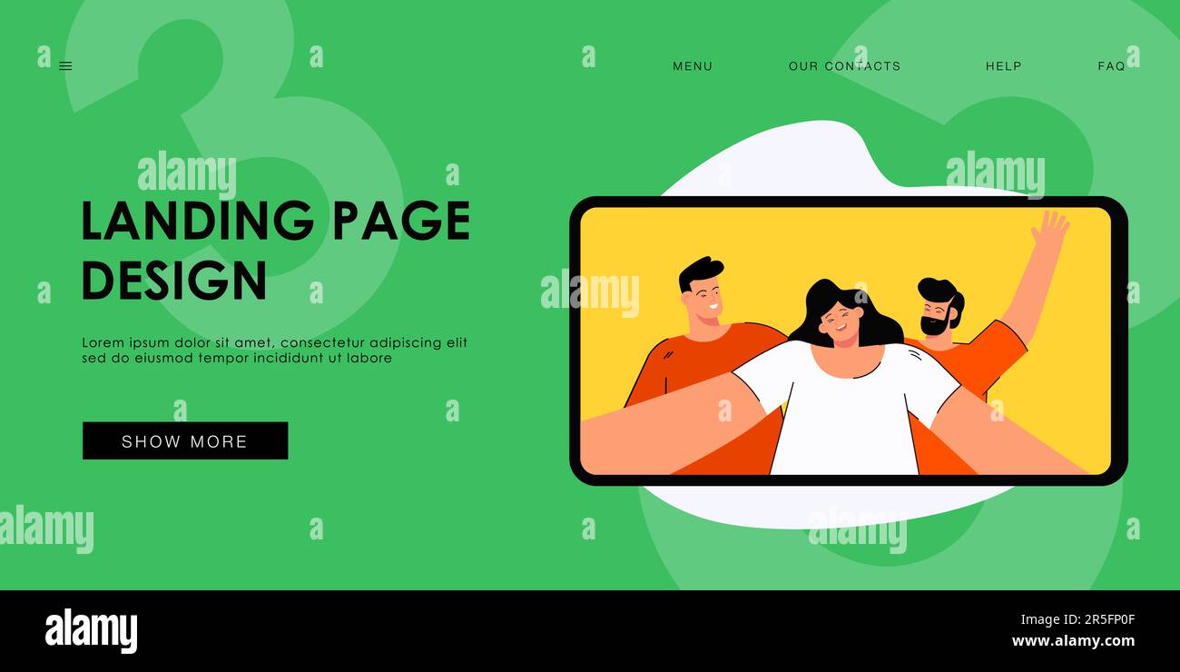 Mobile phone with selfie on screen flat vector illustration Stock ...