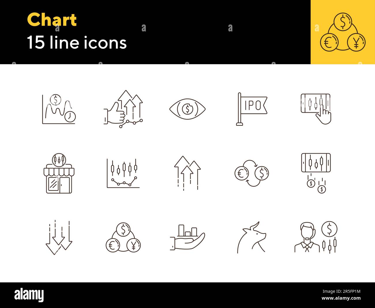 Chart line icon set Stock Vector Image & Art - Alamy