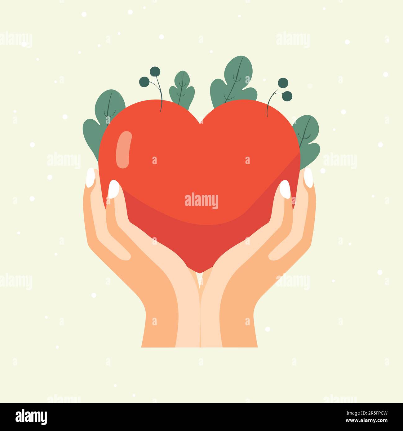 hand holding heart, self care with love heart vector illustration ...