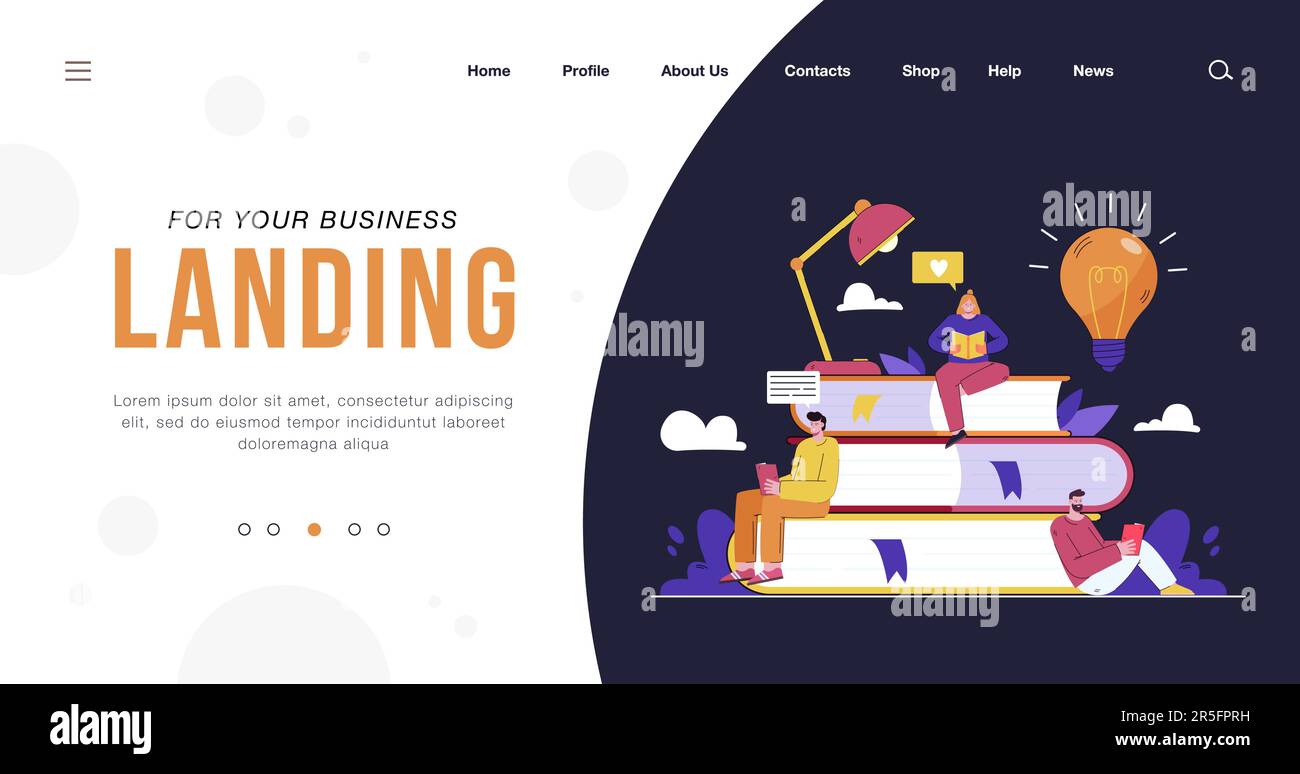 Tiny student sitting on book pile and reading Stock Vector Image & Art ...