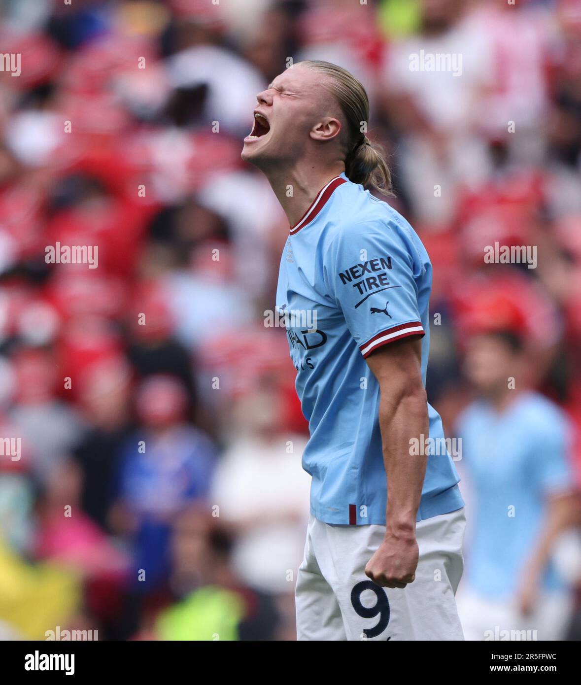 London, UK. 03rd June, 2023. Erling Haaland (MC) celebrates the win at ...