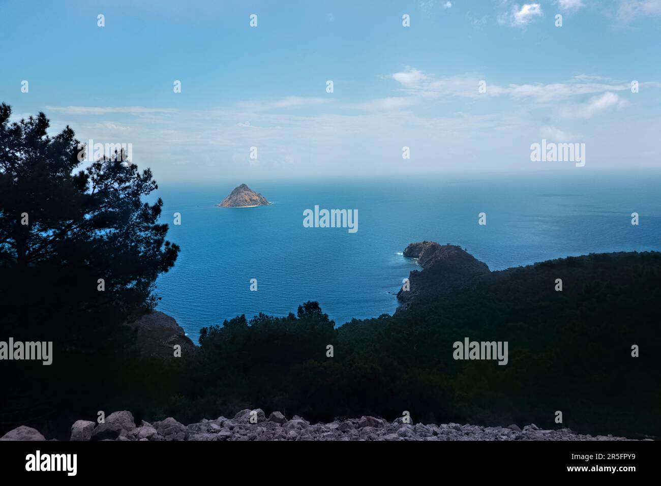 View of Suluada Island from Cape Gelidonya, Lycian Way, Turkey Stock ...