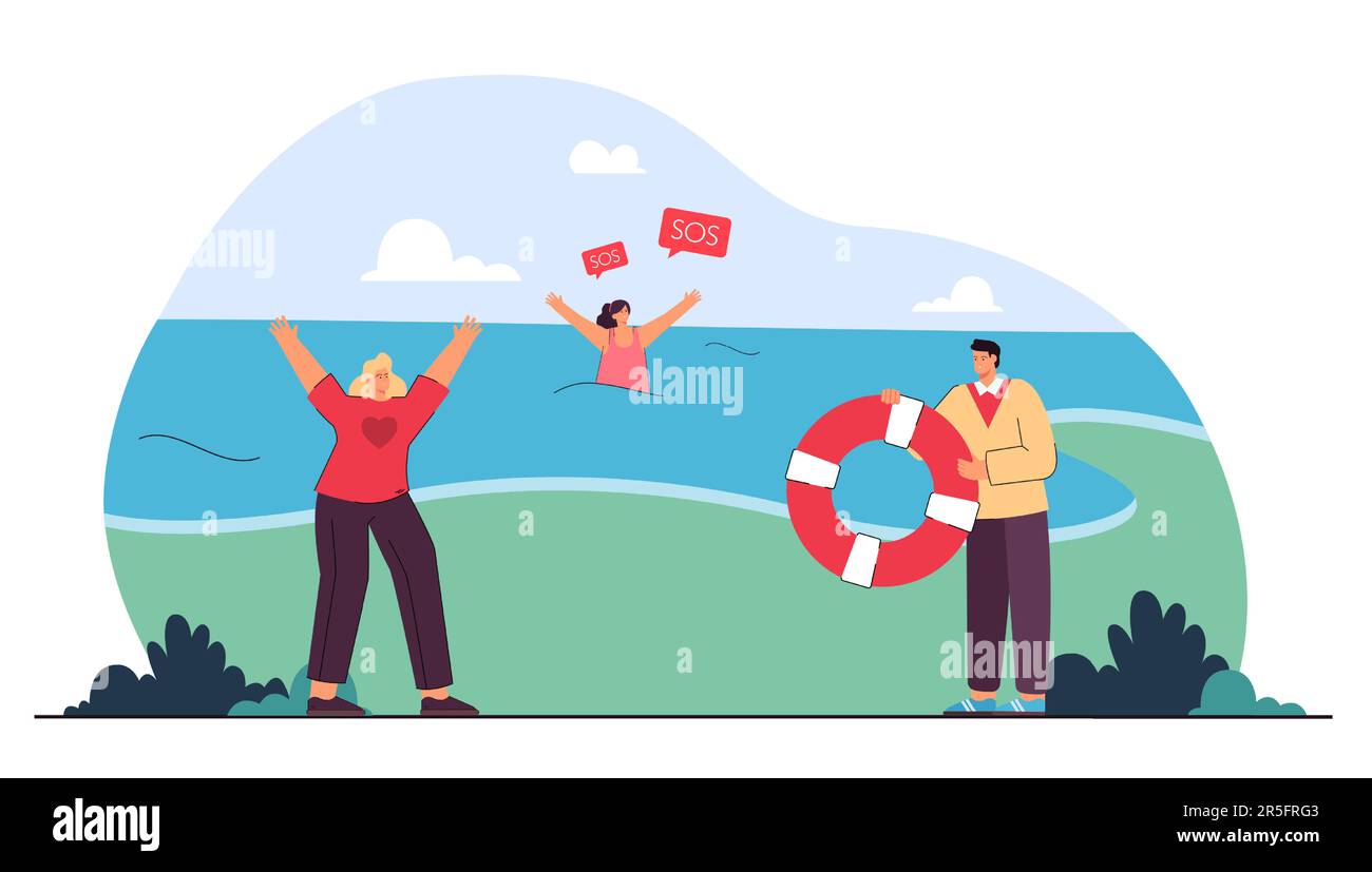 Illustration man helping drowning man Stock Vector Images - Alamy