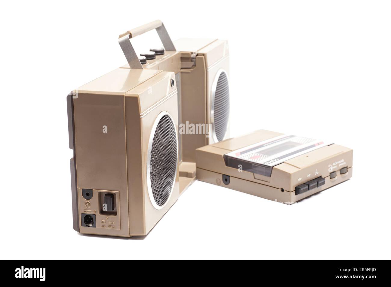 Retro portable stereo cassette player from 80s Stock Photo - Alamy