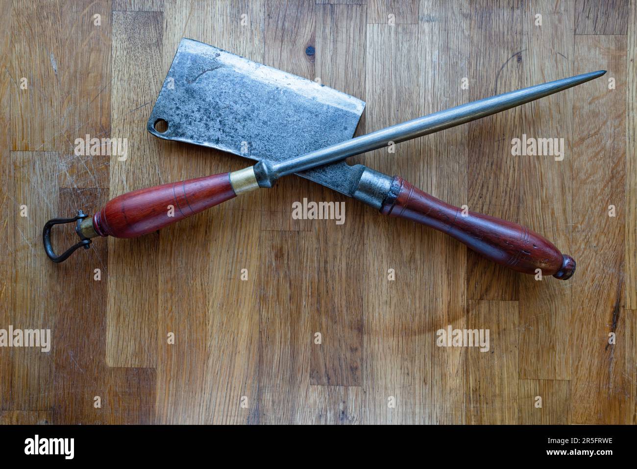 A vintage meat chopper adds charm to the scene of a perfectly grilled ...