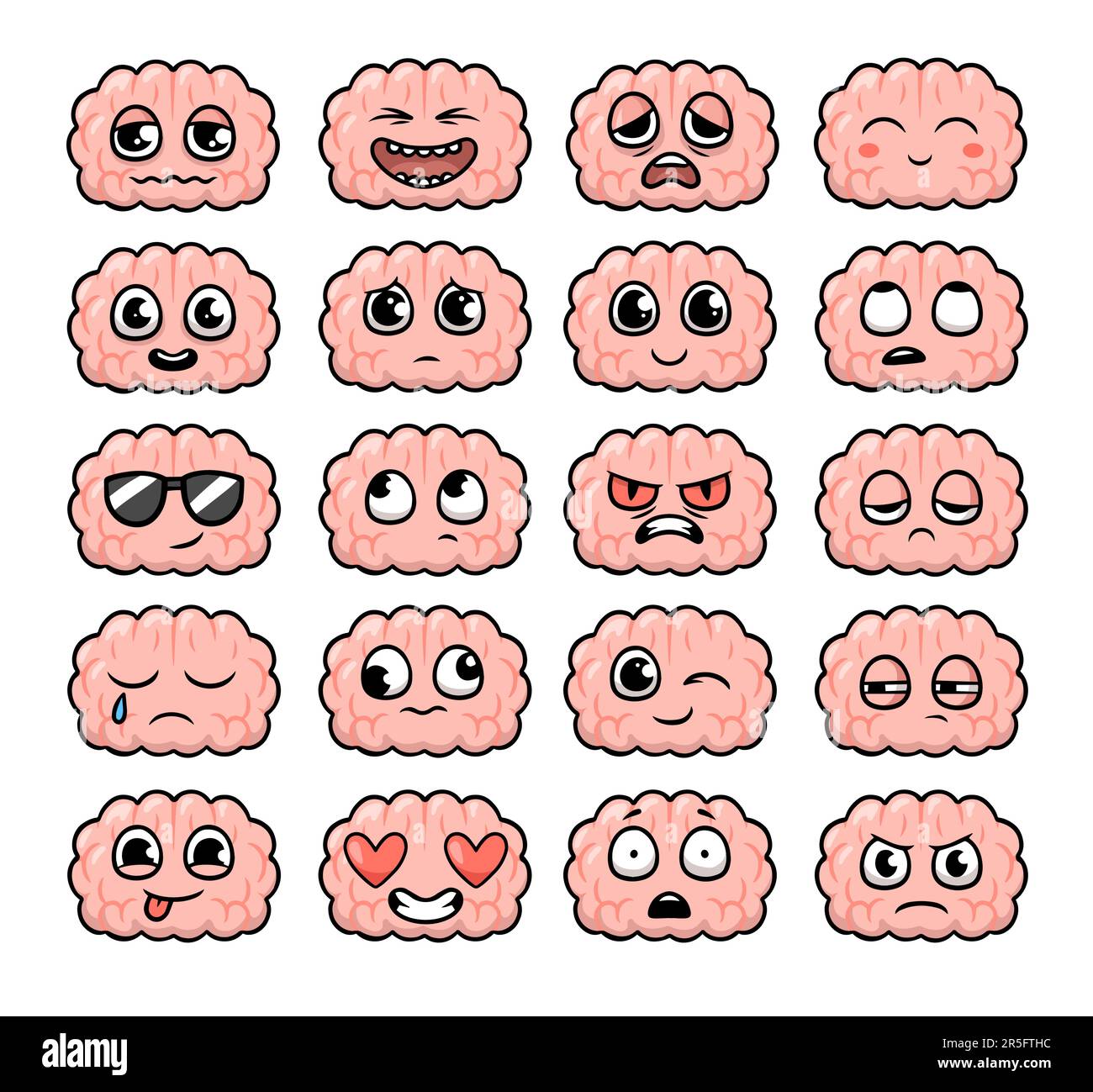 Cute brain cartoon characters set Stock Vector Image & Art - Alamy