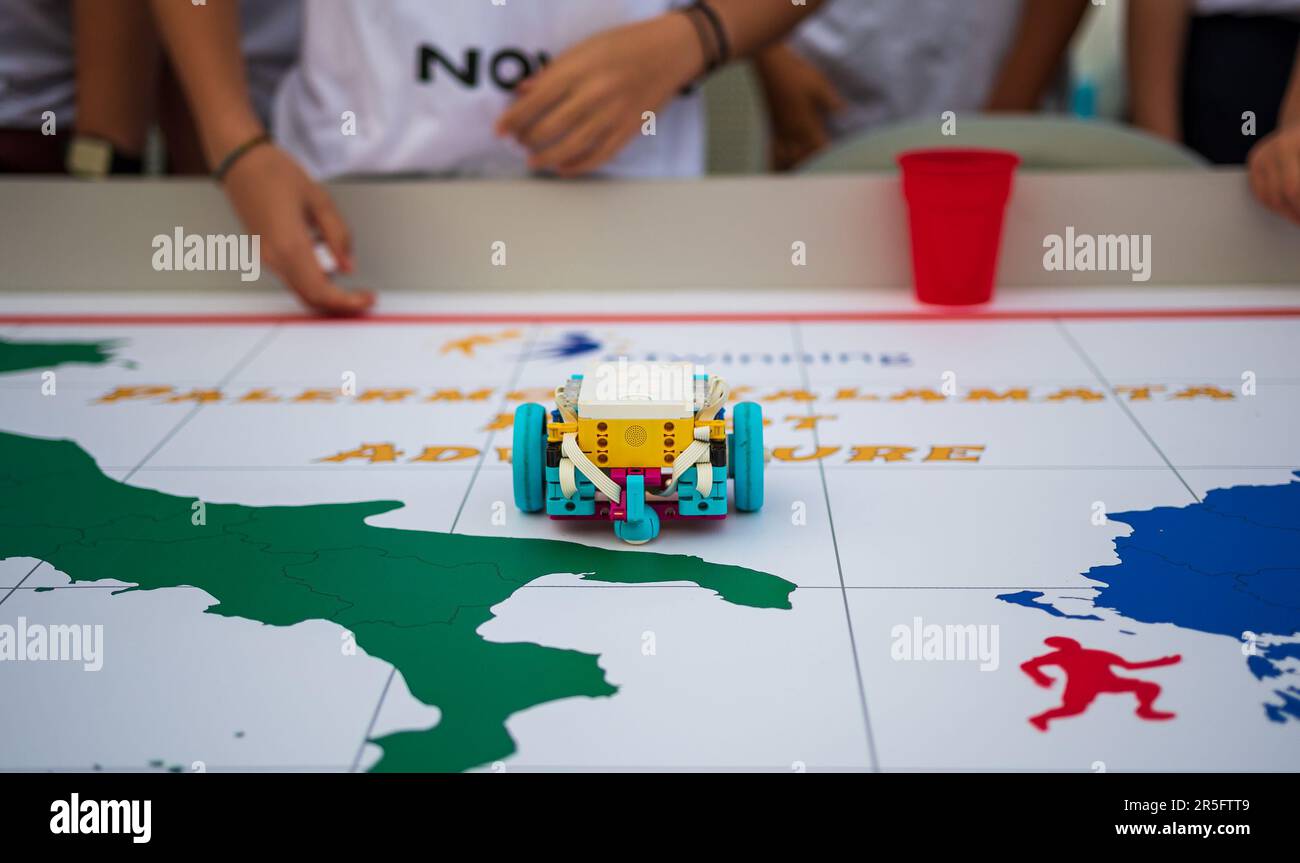 Students demonstrate robotics training as part of the Robotics Festival ...