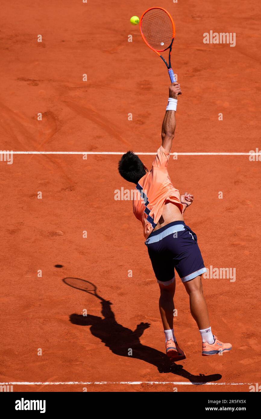 PARIS, FRANCE - JUNE 3: Genaro Alberto Olivieri serves during the 3nd ...