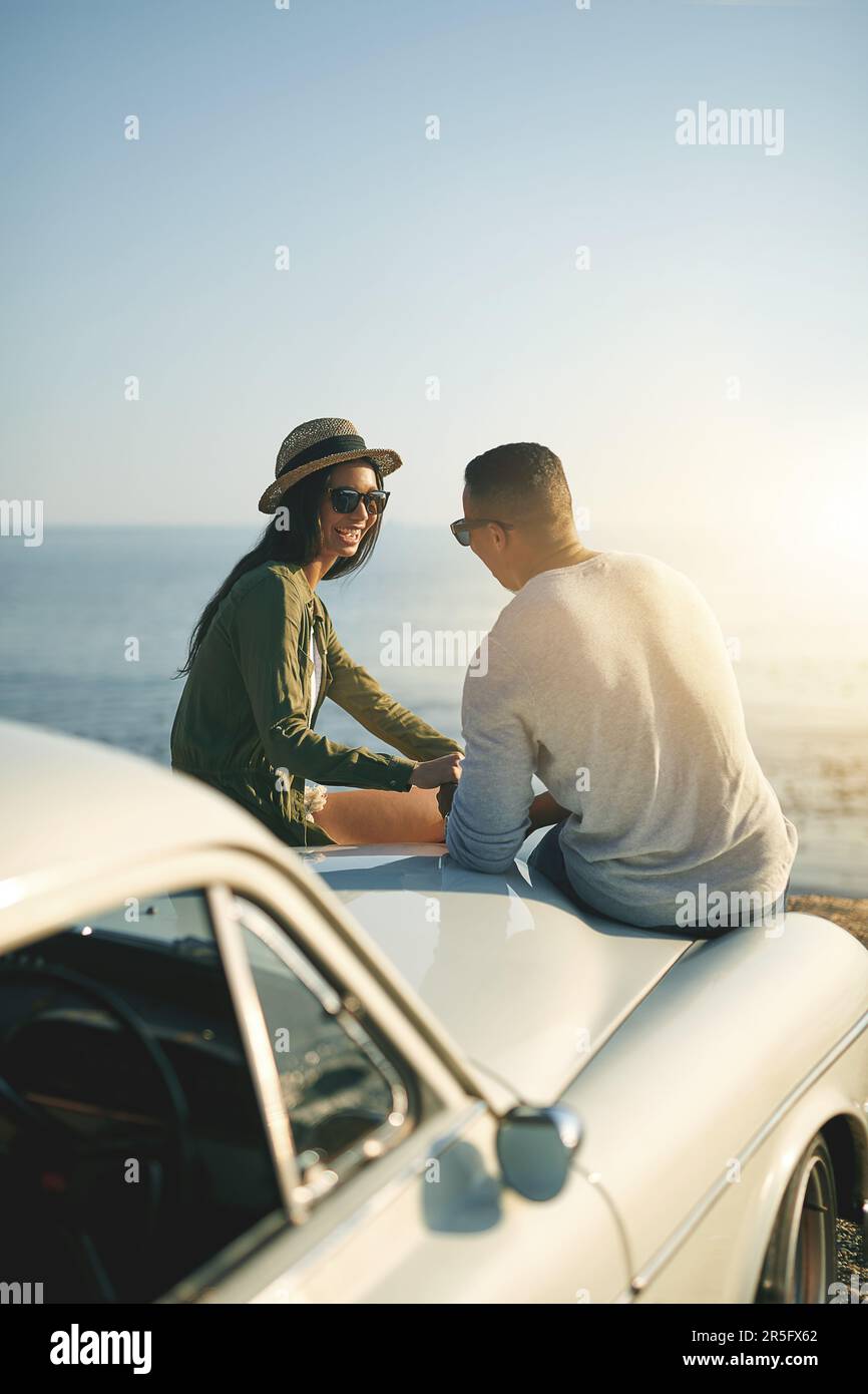 He knows just how to make me happy. a young couple making a stop at the ...