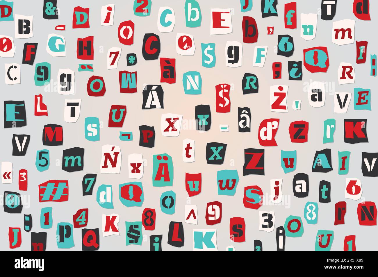 Newspaper magazine alphabet letters numbers Stock Vector Images - Alamy