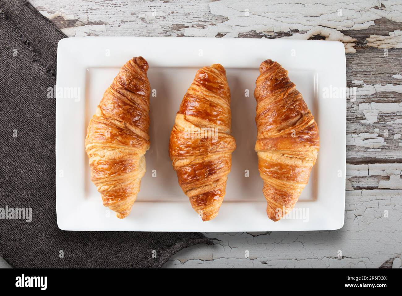 freshly baked tasty croissants. Top view. french pastry Stock Photo - Alamy