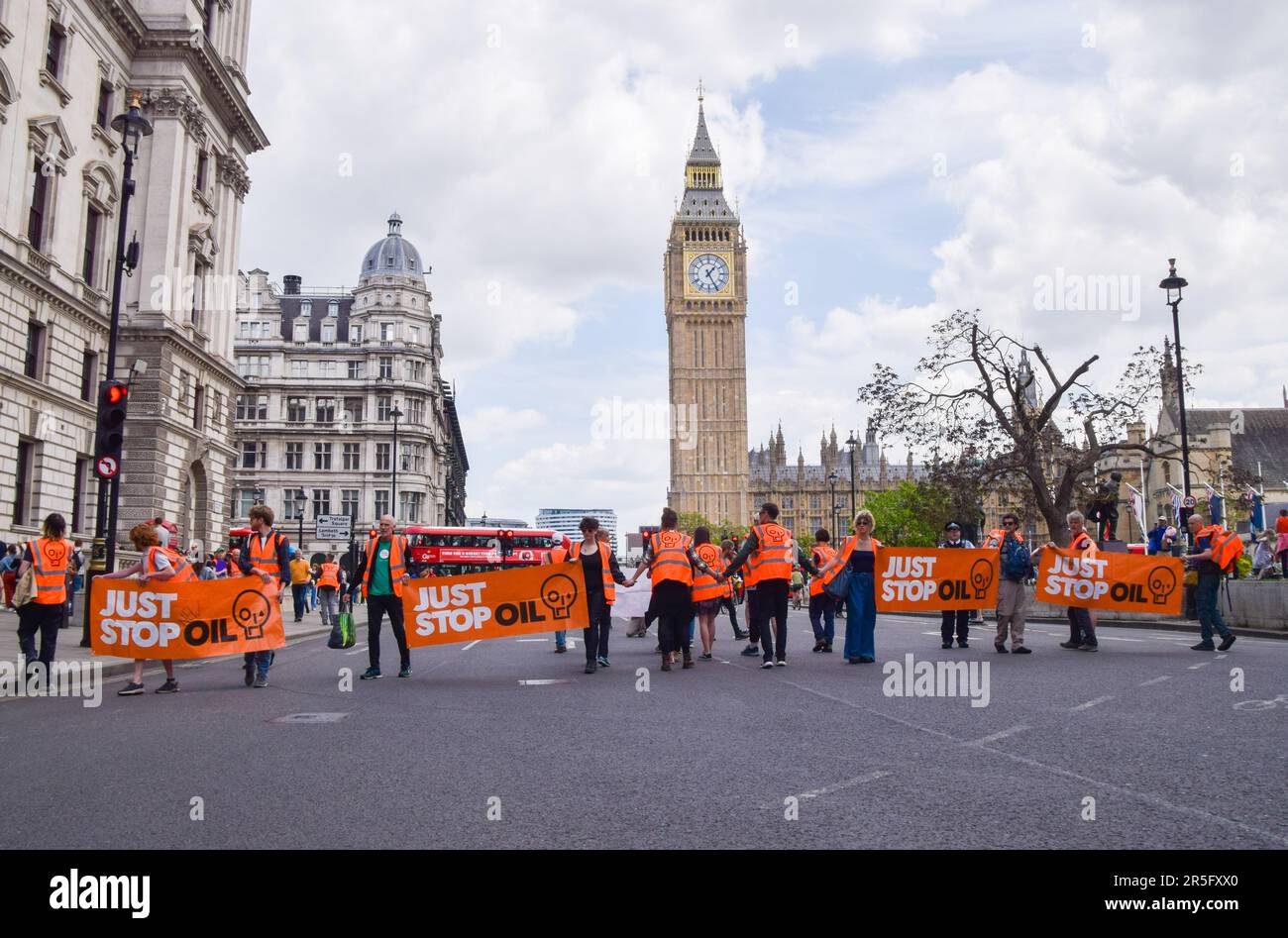 London, UK. 3rd June 2023. Just Stop Oil activists pass through ...