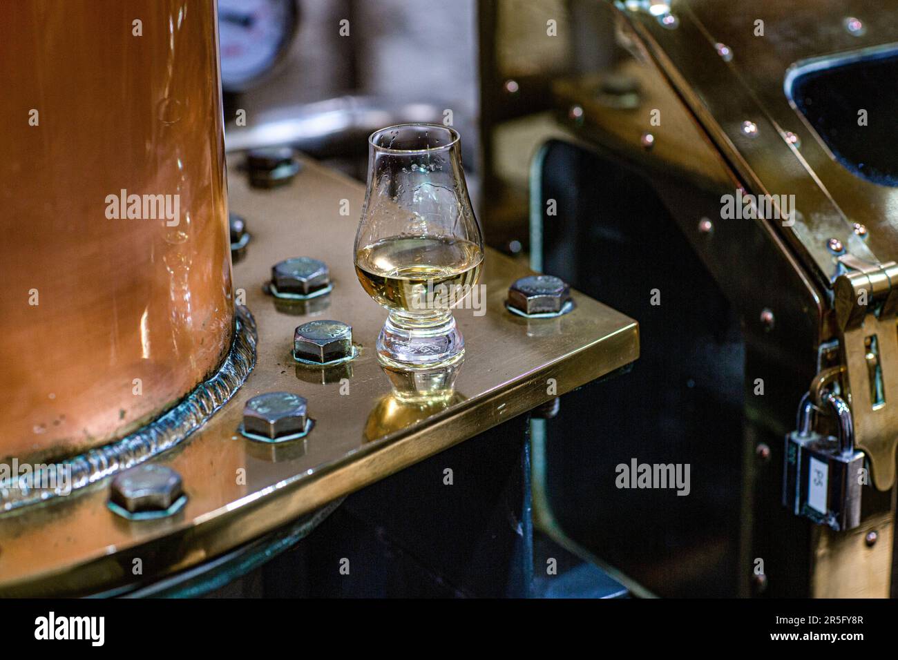 Dram with single malt whisky at the Torabhaig Distillery on the Isle of ...